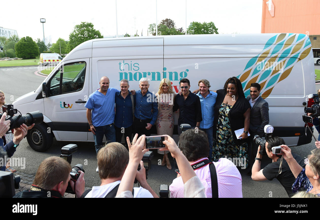 This Morning Live presenters pose for a photo during the opening of ...