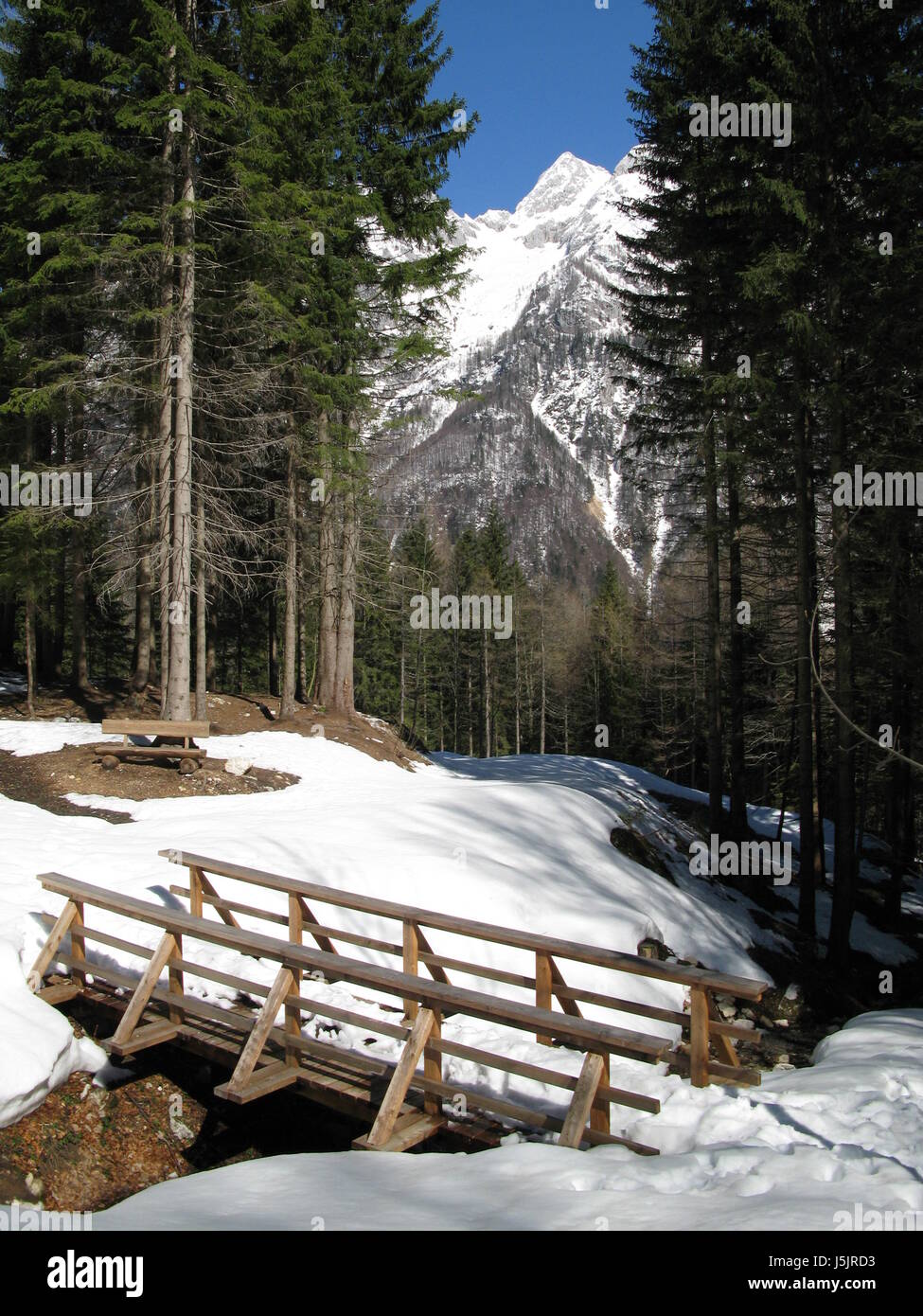 mountains bridge alps balkans snow mountain slovenia vra Stock Photo ...