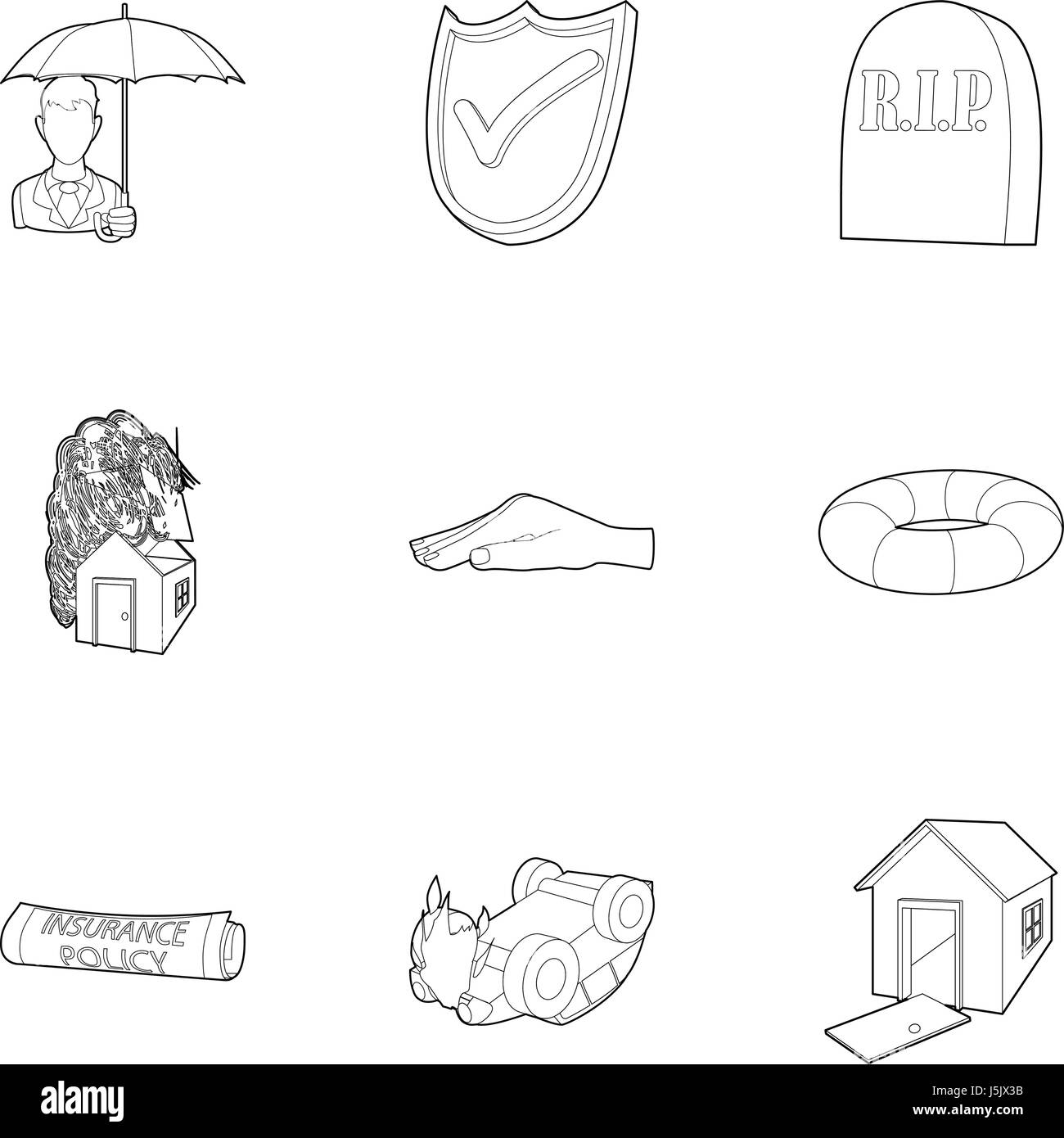 Crash icons set, outline style Stock Vector Image & Art - Alamy