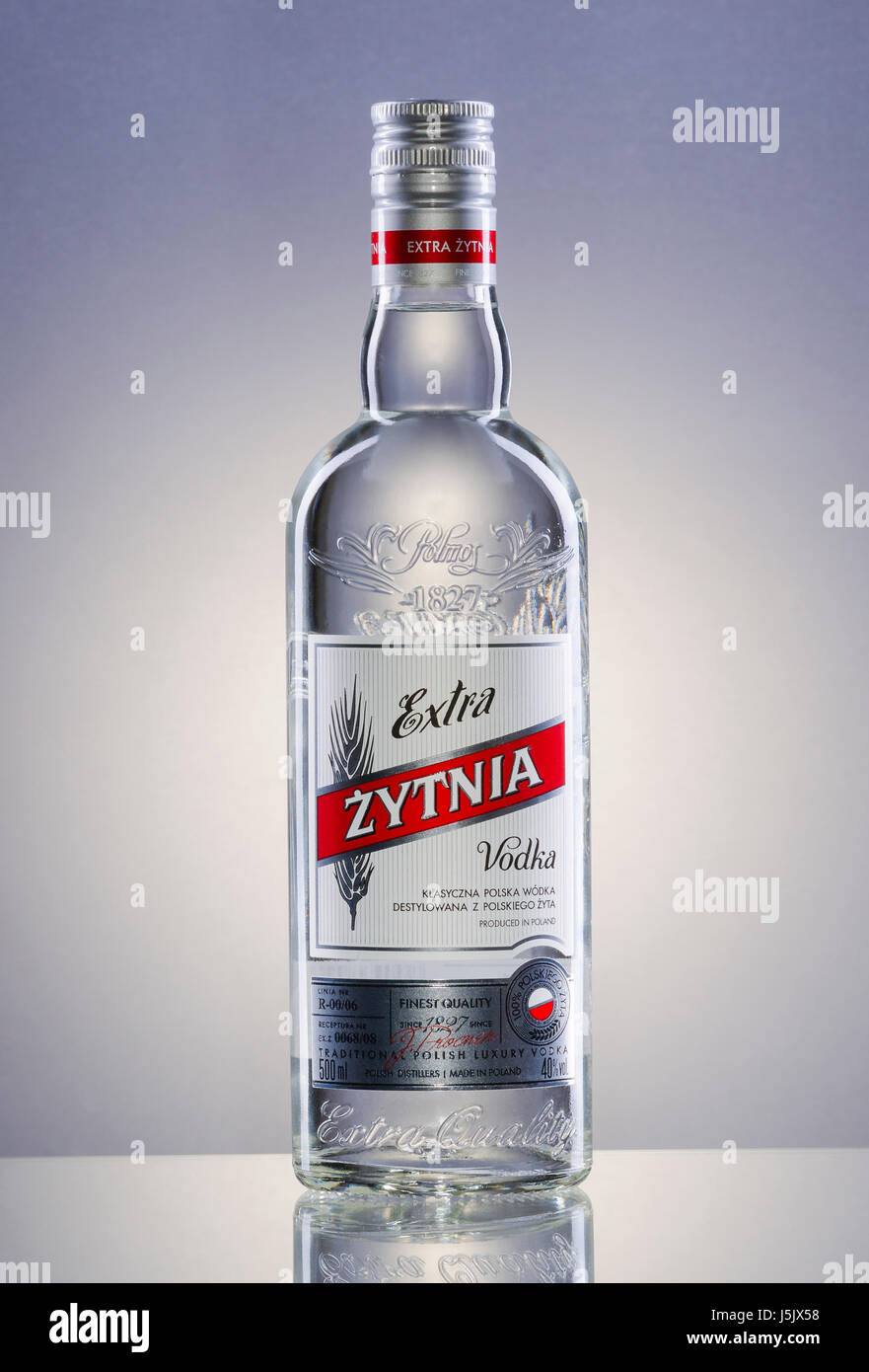 Extra Zytnia vodka on gradient background Stock Photo - Alamy