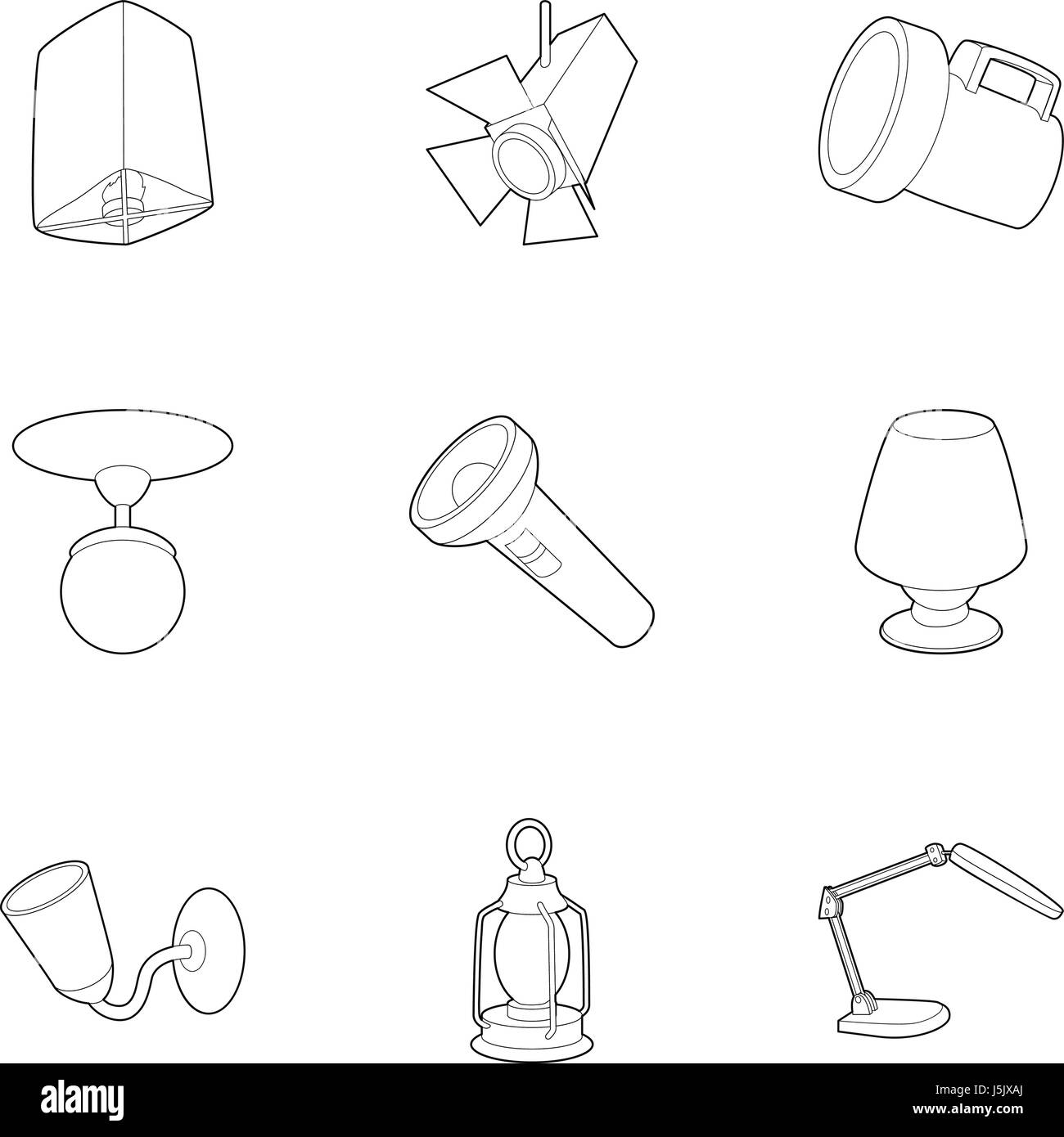 Lamp icons set, outline style Stock Vector Image & Art - Alamy