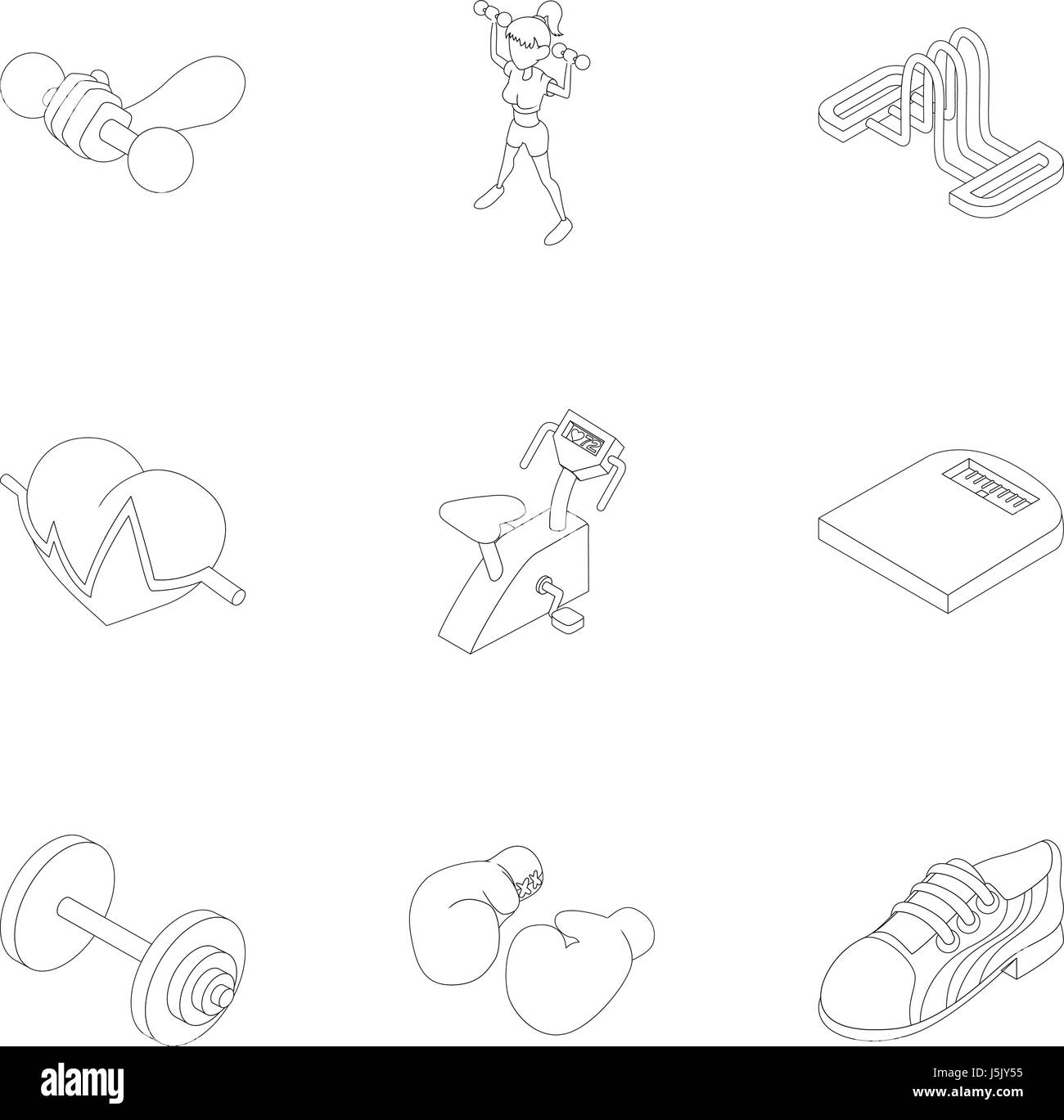 Active fitness icons set, outline style Stock Vector Image & Art - Alamy