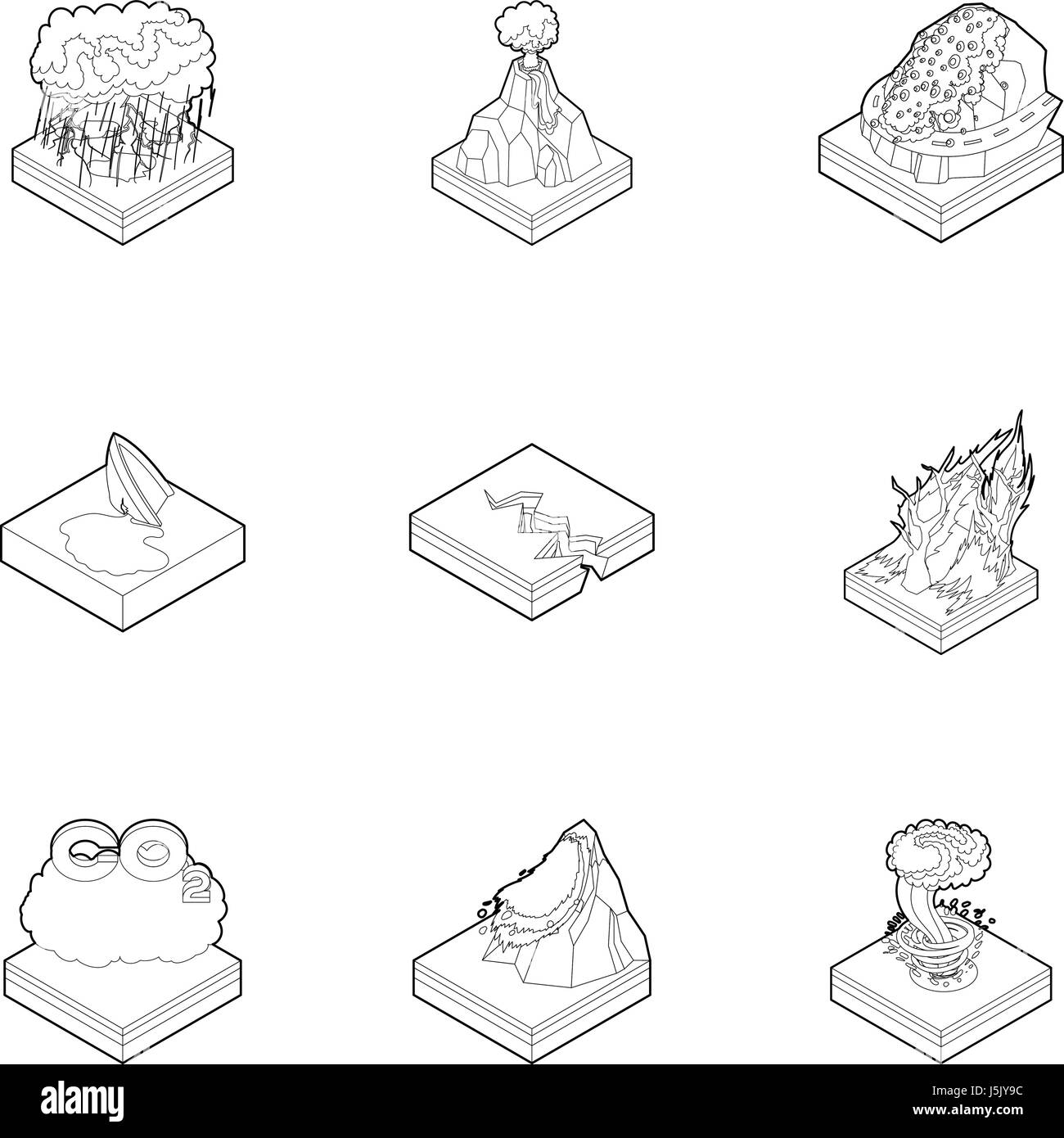 Natural occurrence icons set, outline style Stock Vector Image & Art ...