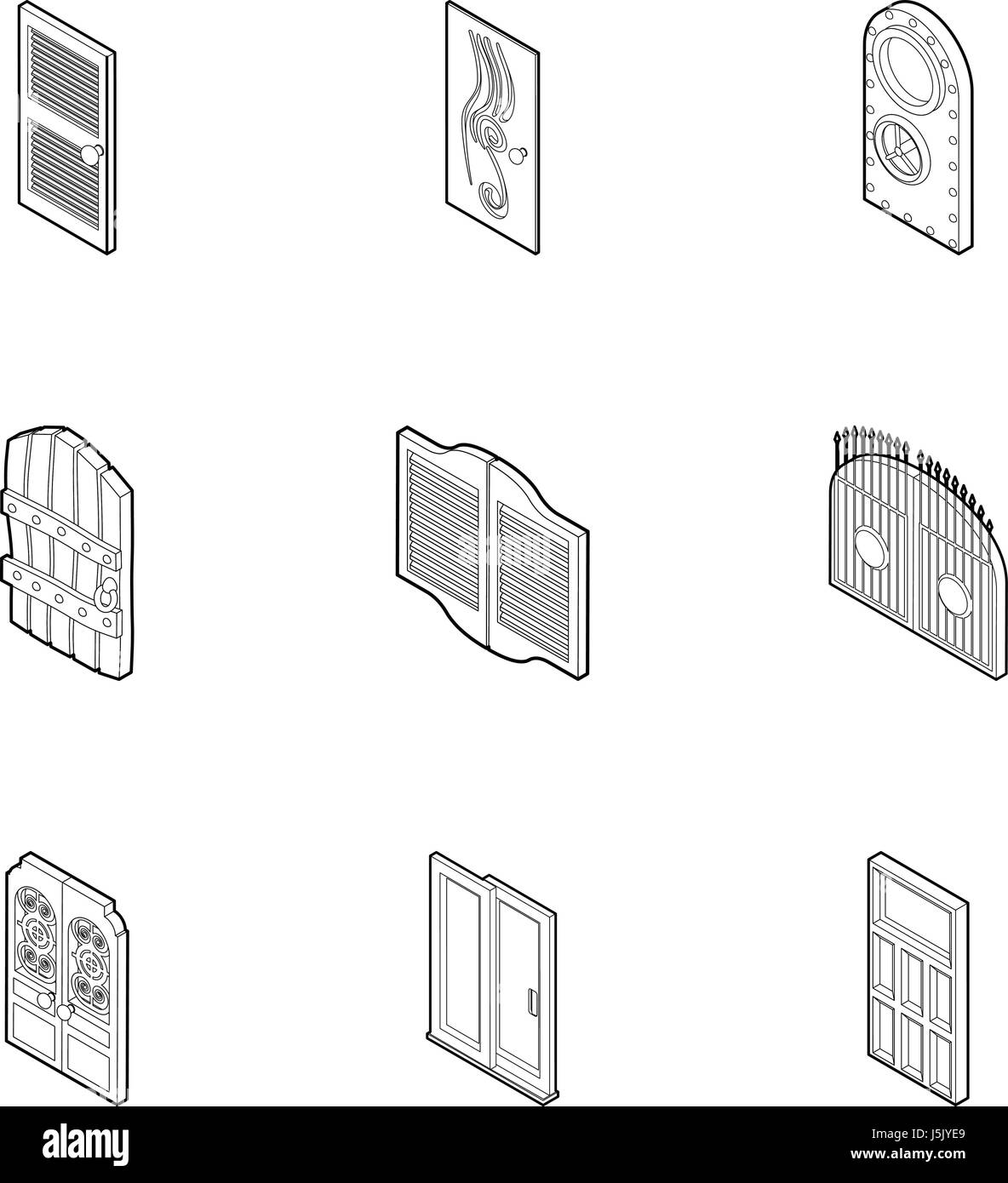 Security doors icons set, outline style Stock Vector Image & Art - Alamy