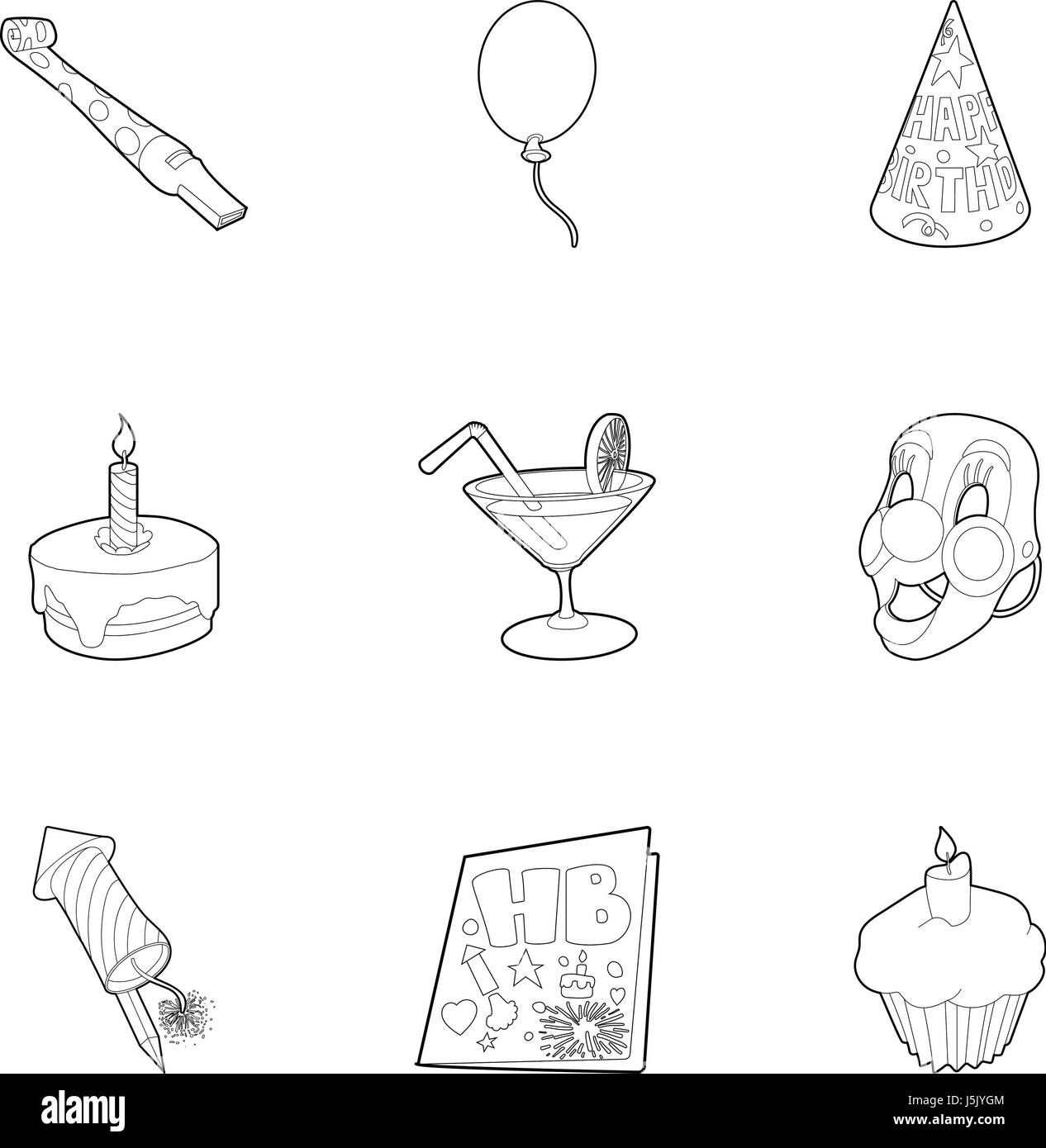 Birthday party icons set, outline style Stock Vector Image & Art - Alamy