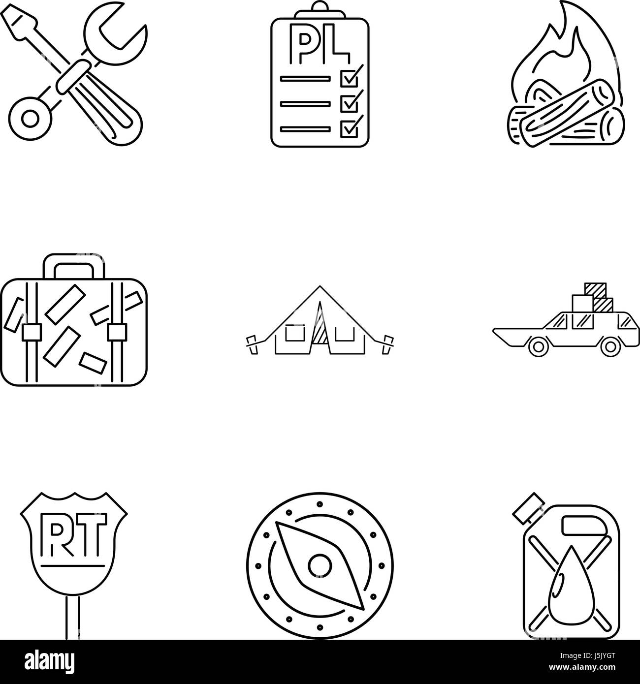Camp icons set, outline style Stock Vector Image & Art - Alamy