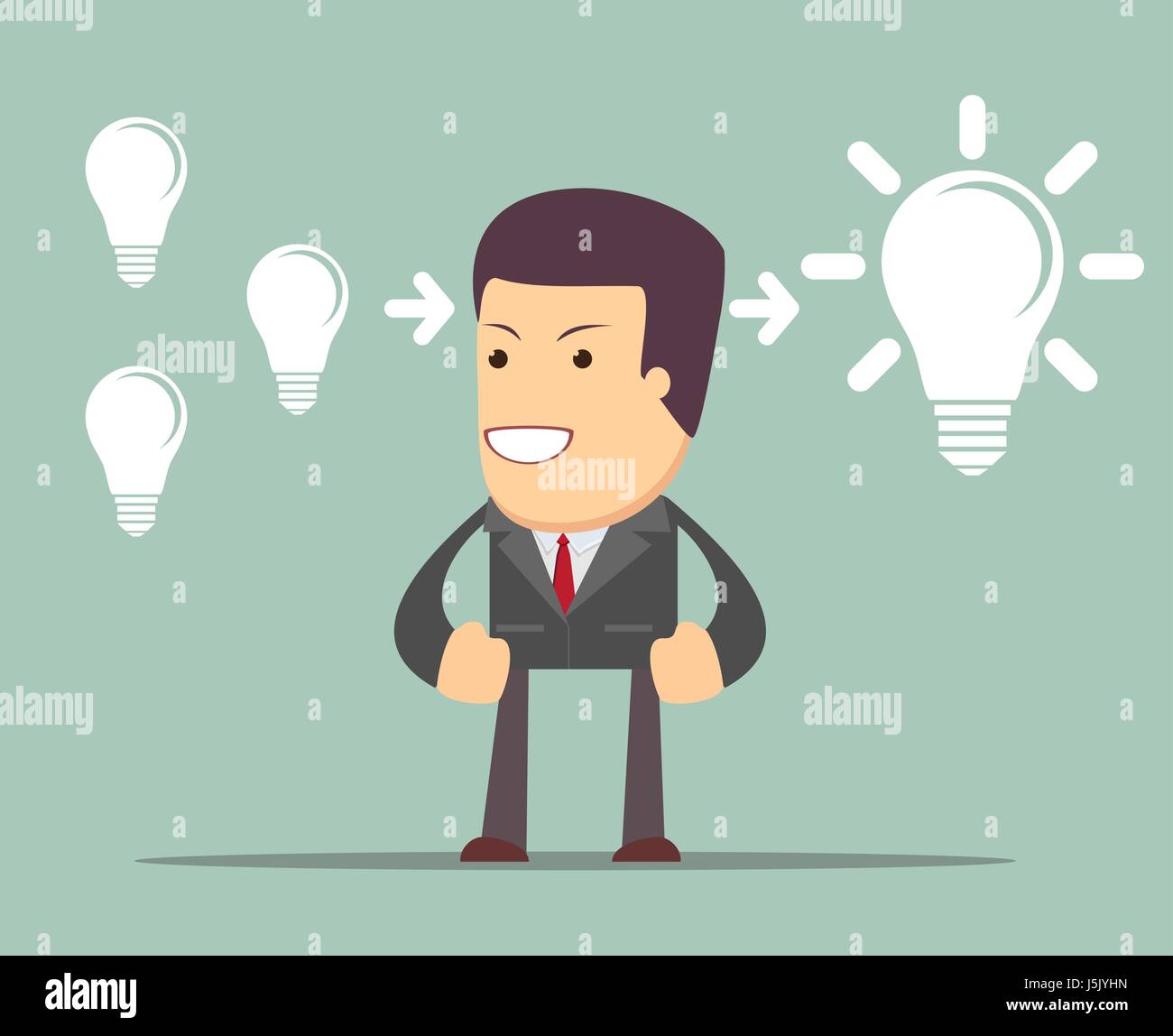 businessman Think about ideas. man stands in front of bulbs elements ...