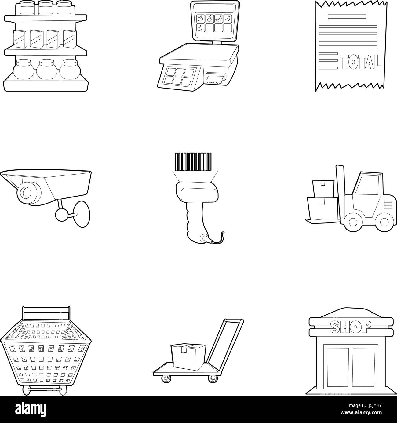 Market icons set, outline style Stock Vector Image & Art - Alamy