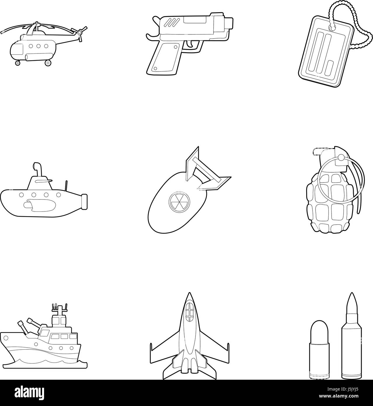 Army weapons icons set, outline style Stock Vector Image & Art - Alamy