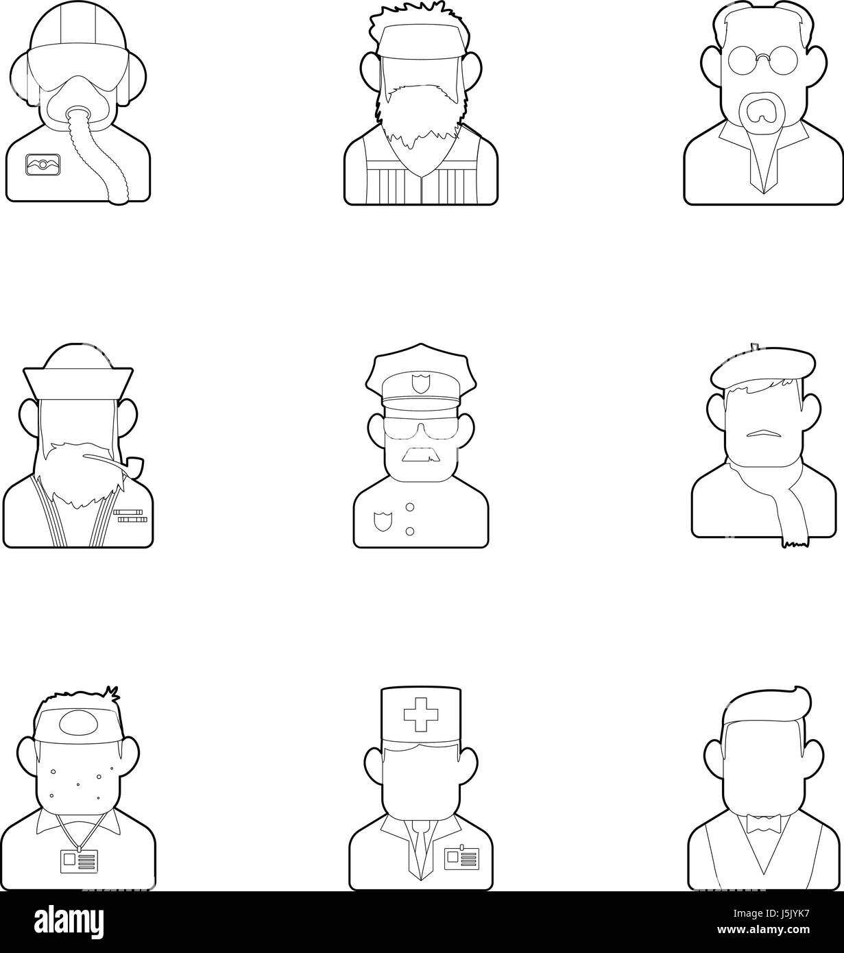 Occupation icons set, outline style Stock Vector Image & Art - Alamy