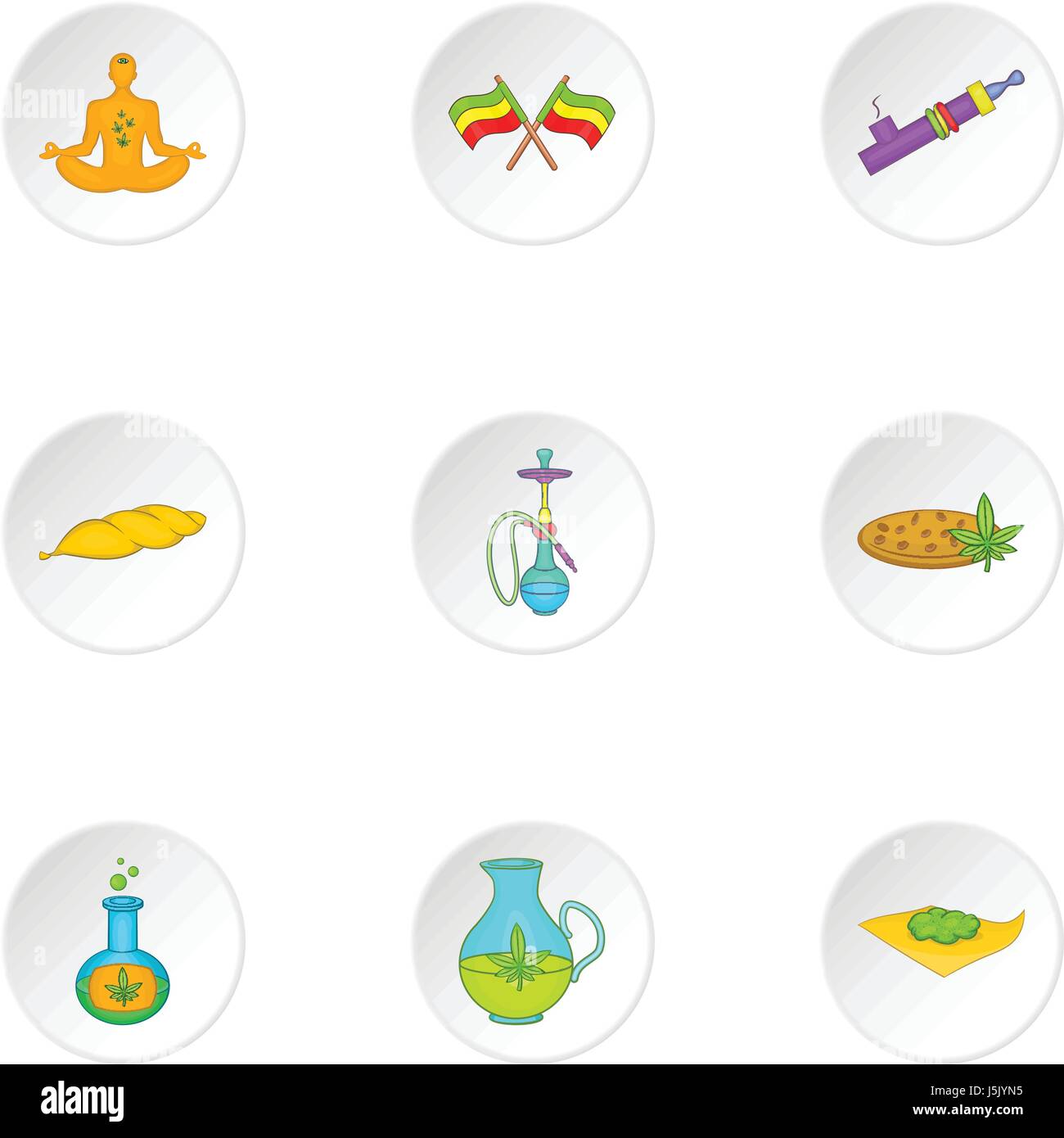 Hemp icons set, cartoon style Stock Vector Image & Art - Alamy