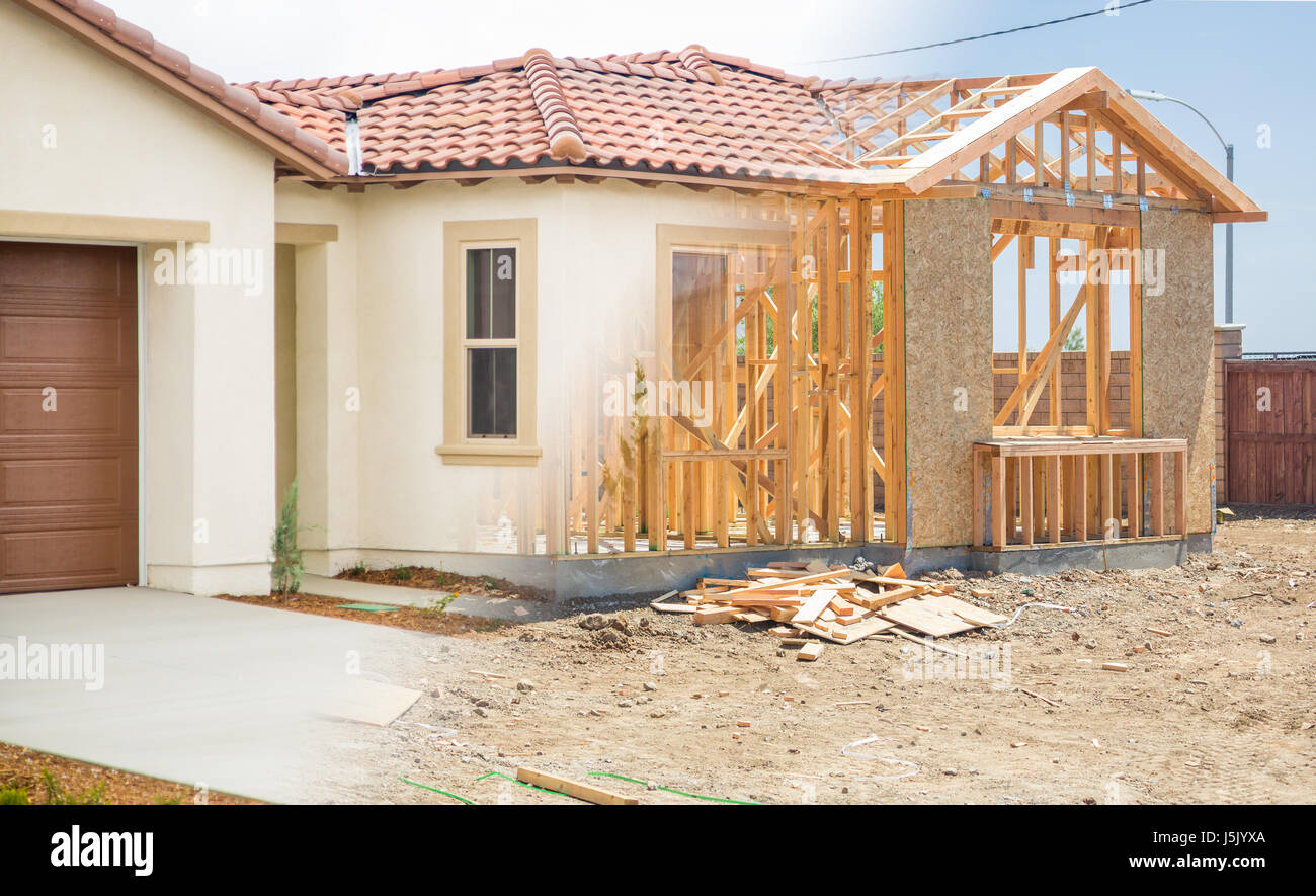 Transition of Beautiful New Home From Framing To Completion Stock Photo ...