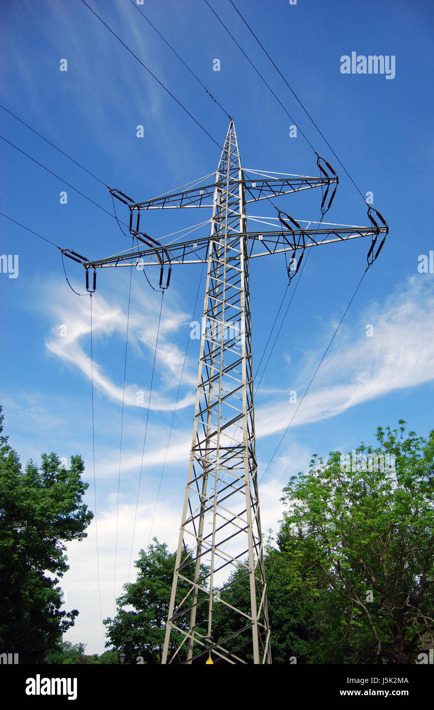 tree trees energy power electricity electric power mast high-tension ...