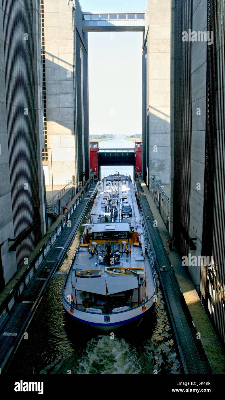 navigation evening channel freighter inland navigation sailing boat ...