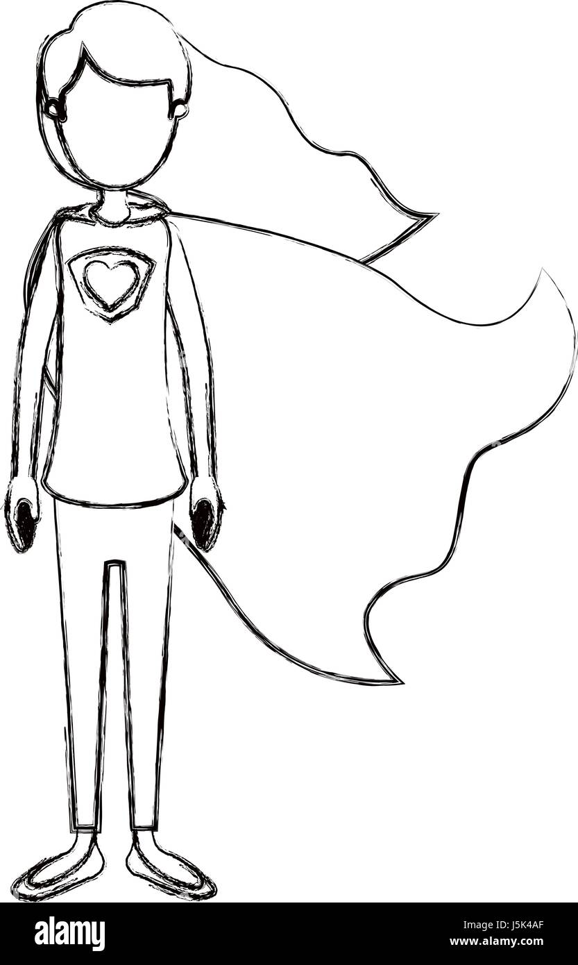 blurred silhouette caricature faceless full body super hero woman with ...