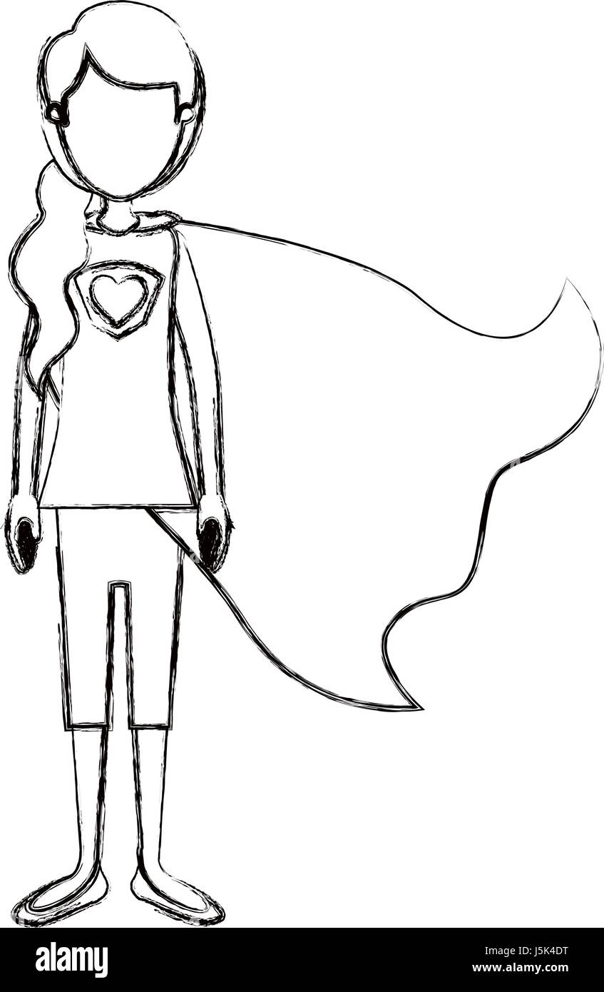Girl Superhero Drawing Outline