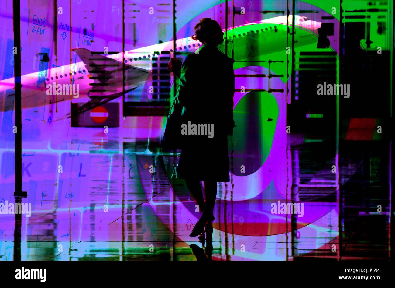 woman newspaper journal wait waiting handbag walk go going walking ...