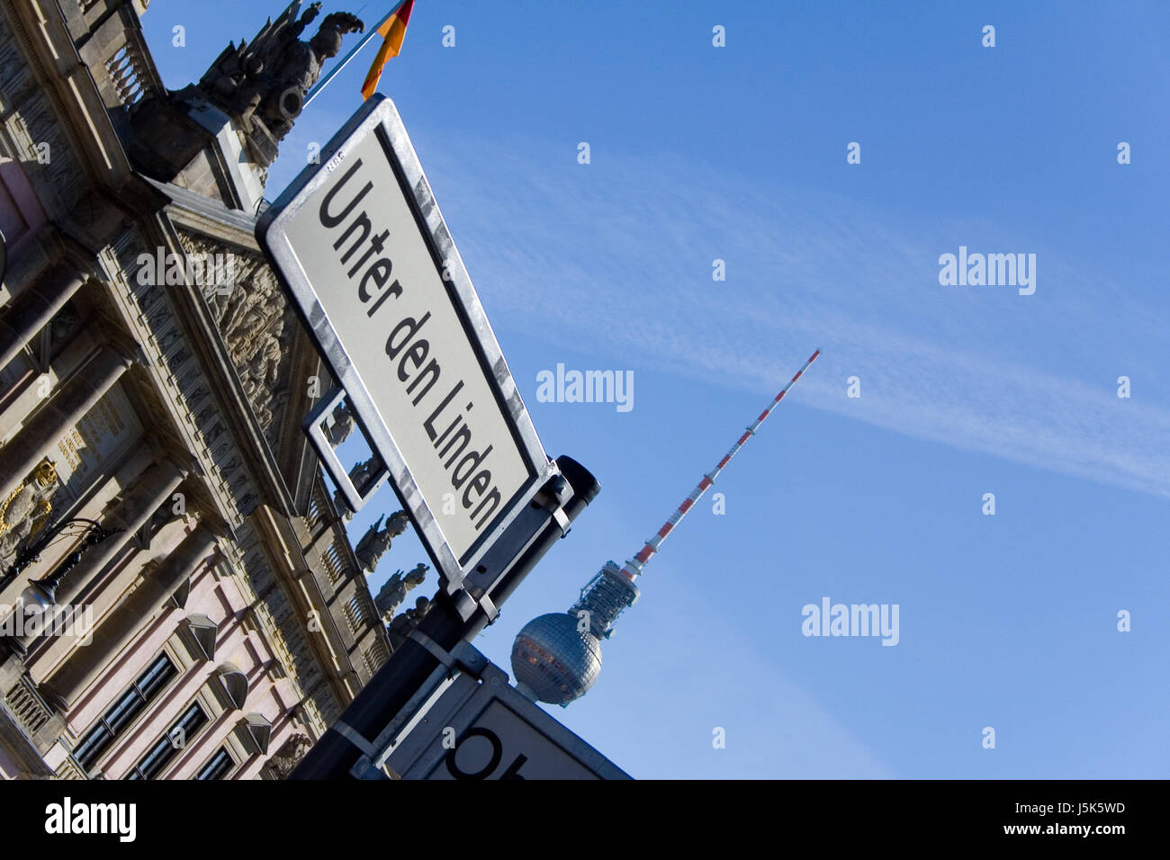 sign signal blue berlin oblique Germany flag flag television tower ...