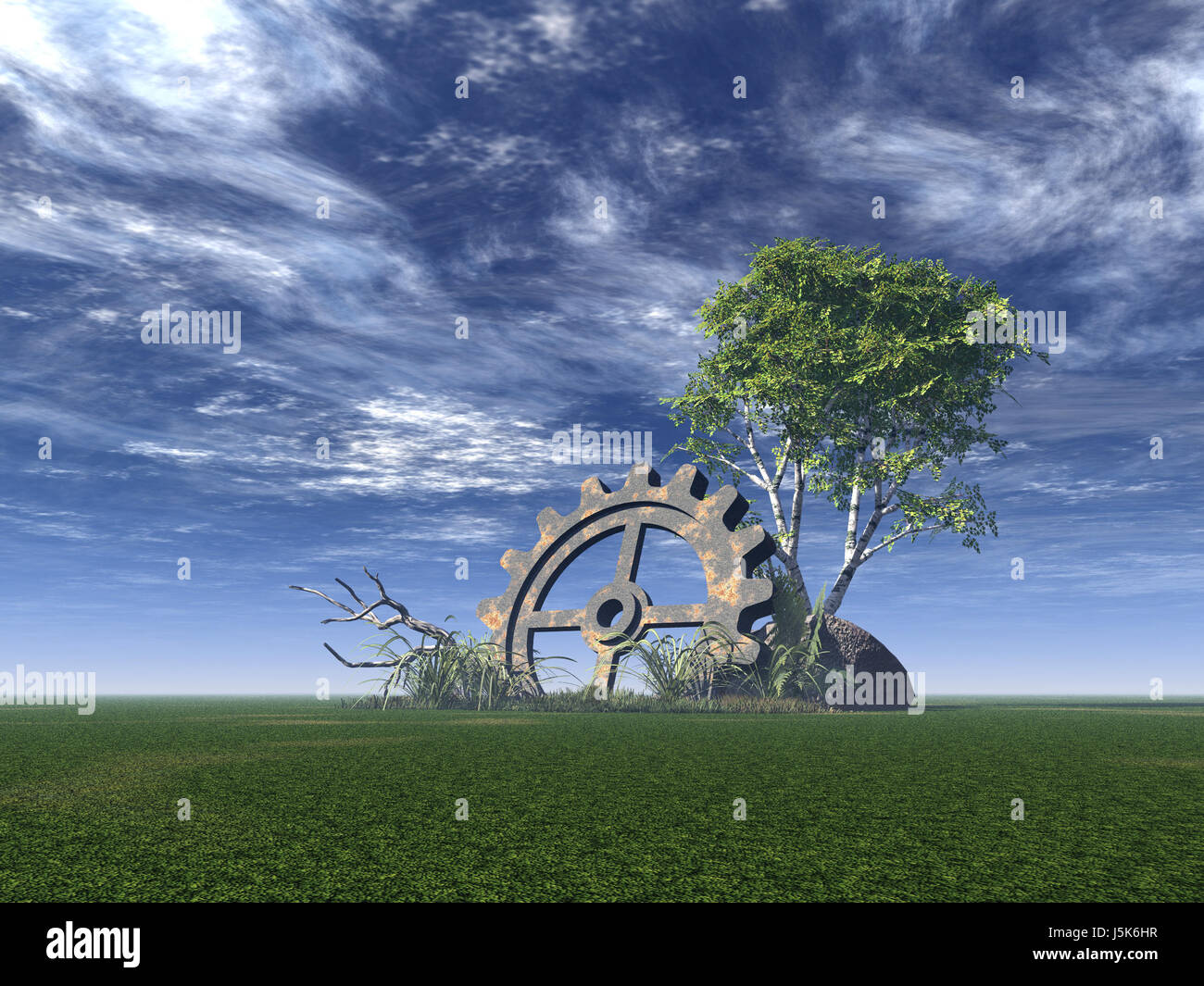 blue tree horizon plant engineering engine drive motor green turn twirl ...