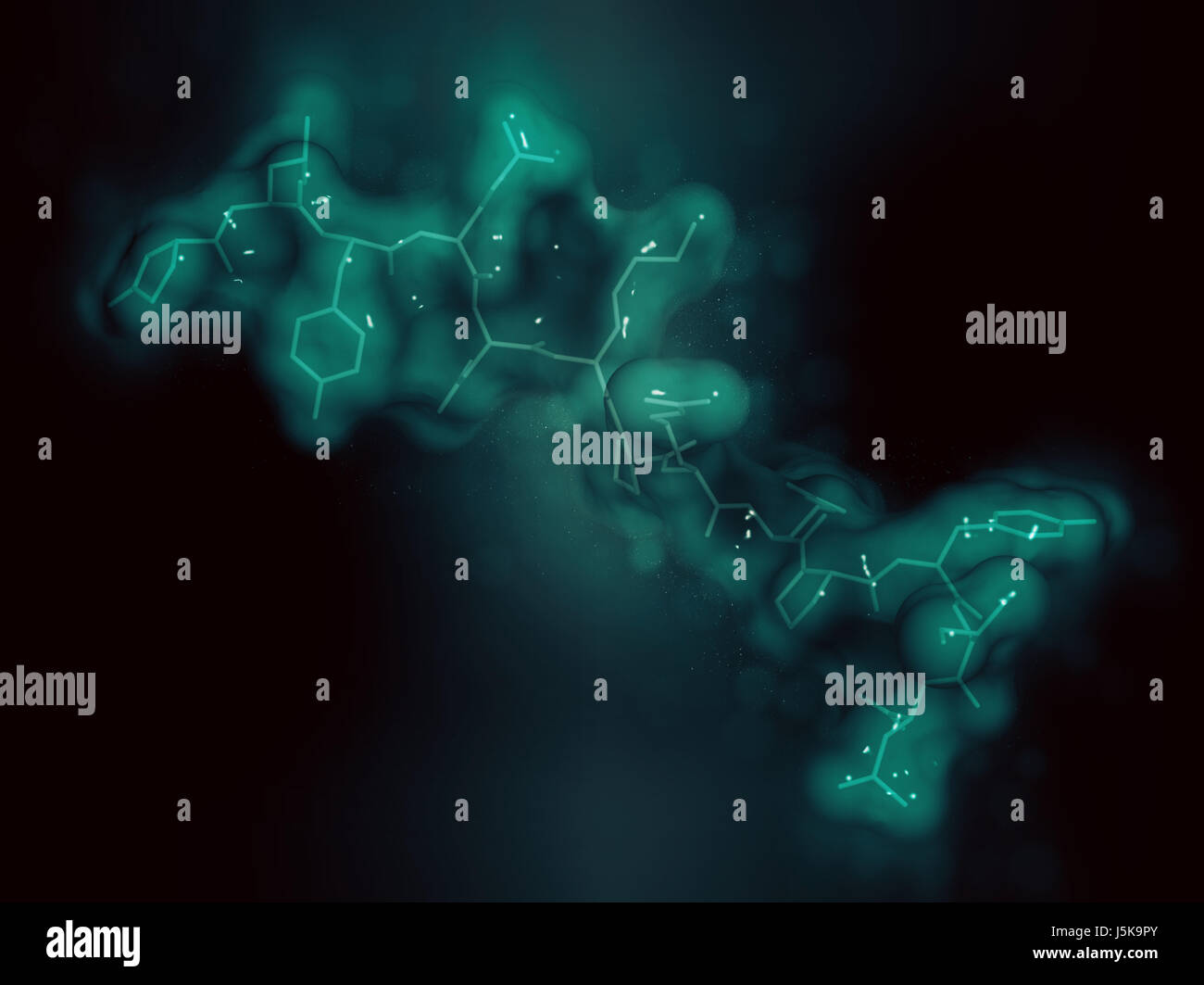 Neurotensin neurotransmitter peptide (Q1E mutated). 3D rendering based ... Neurotensin neurotransmitter peptide (Q1E mutated). 3D rendering based ...