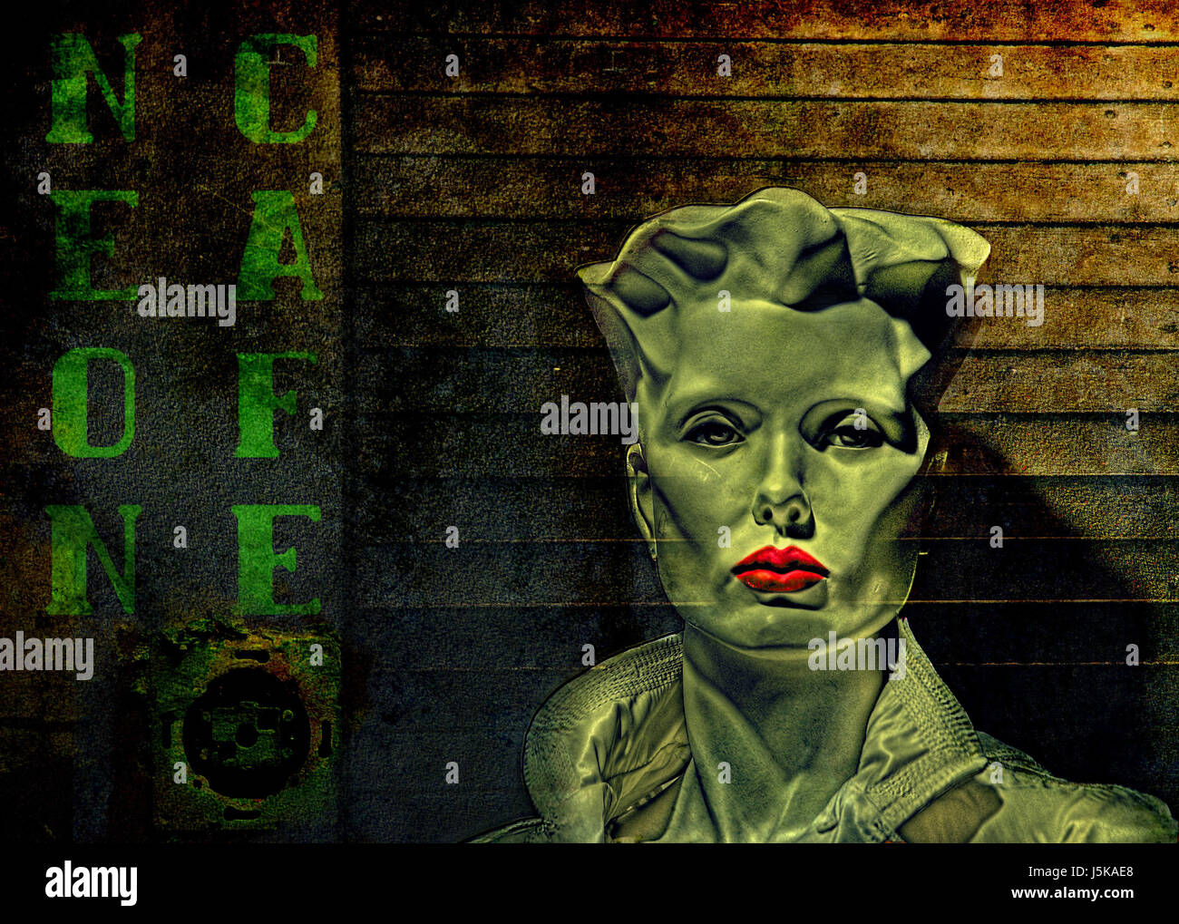 woman cafe neon doll dummy end time publicity advertising tonmapping ...