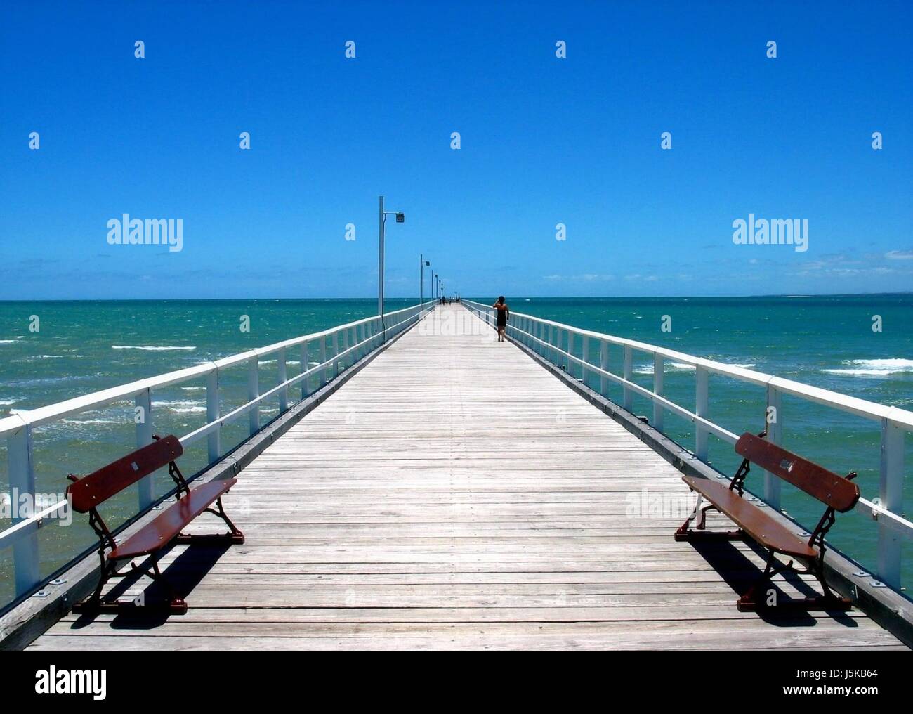 blue wood bridge distance width australia benches endless symmetry ...