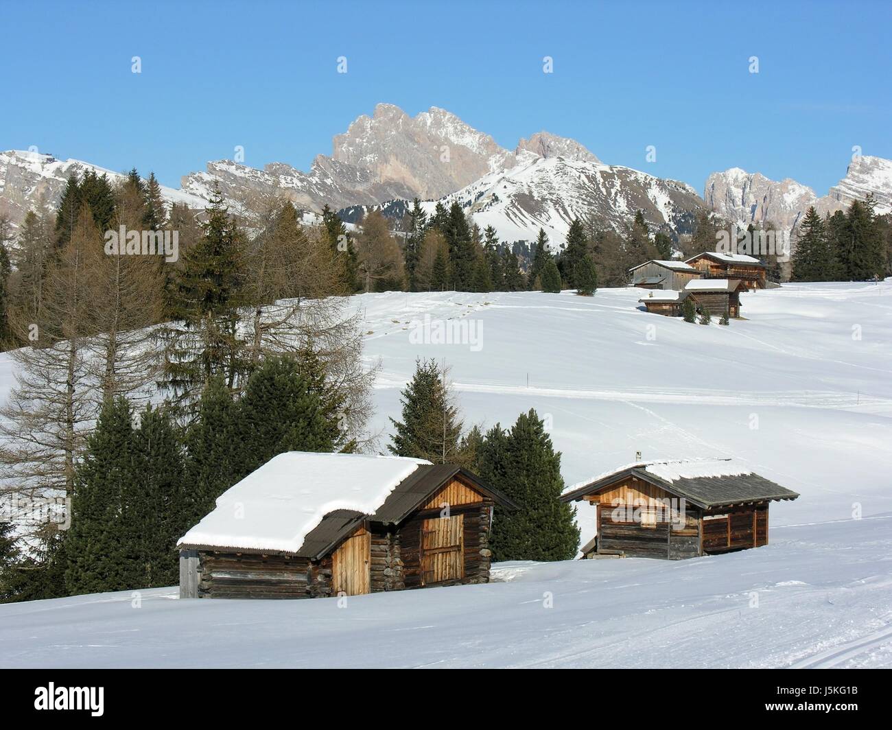 mountains winter dolomites south tyrol winter landscape huts ski ...