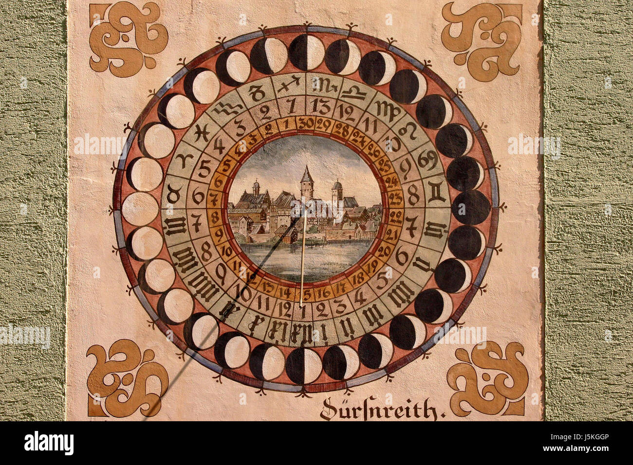 art painting measured sured measure clock pointer time hours facade sun ...