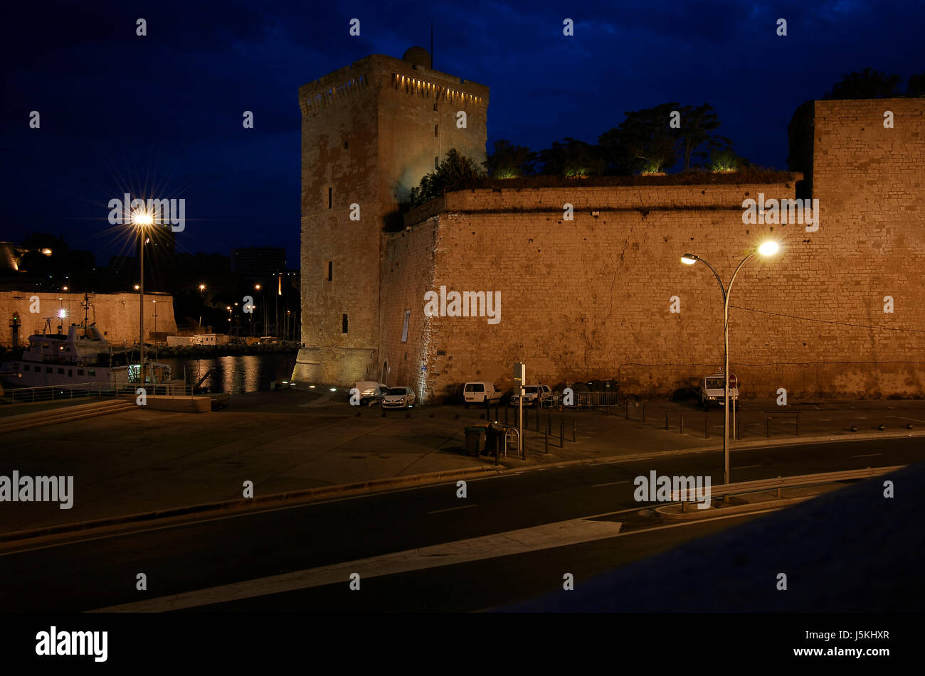 historical at night night photograph lighted tourism harbor brig jail ...