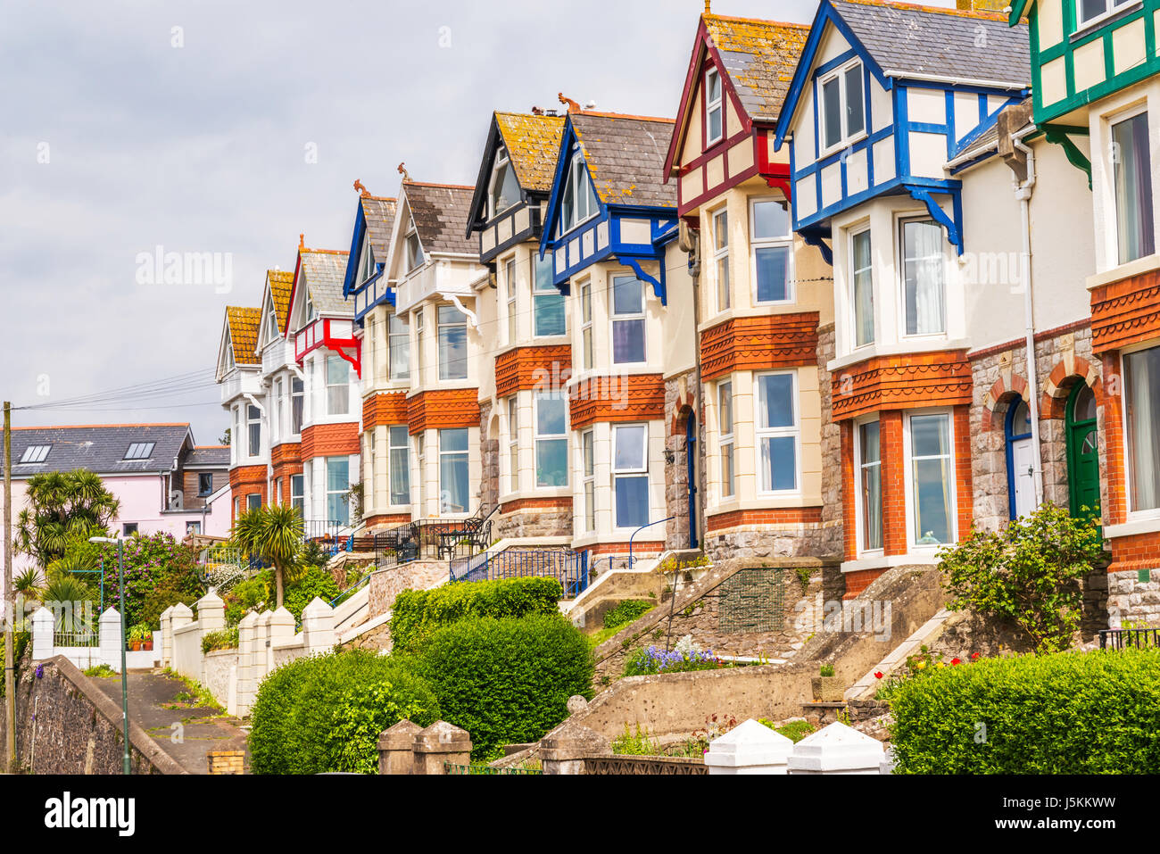 Typical English architecture, residential buildings in a row along the ...