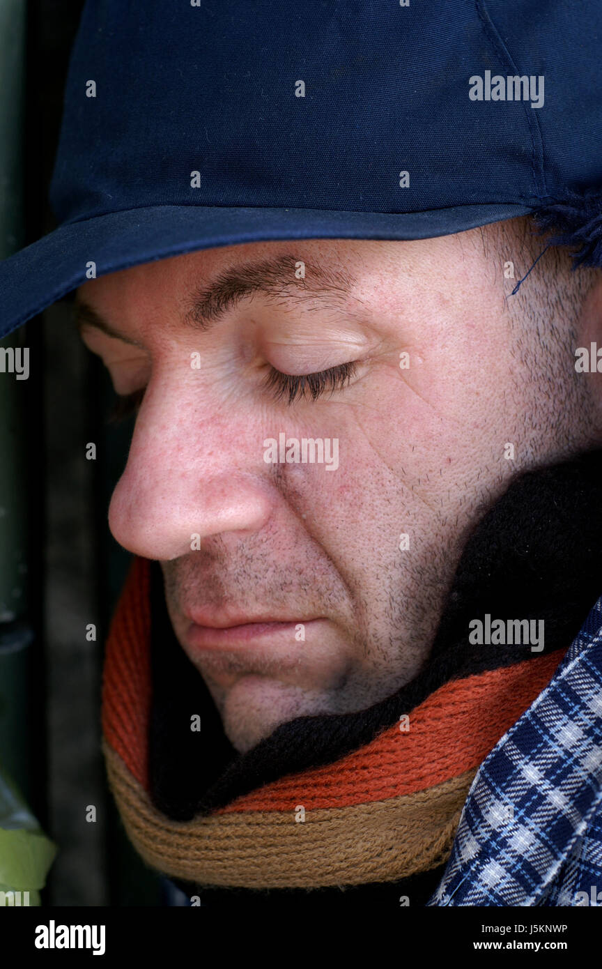 hat portrait sleep sleeping unsheltered cap beggar unemployment pauper ...