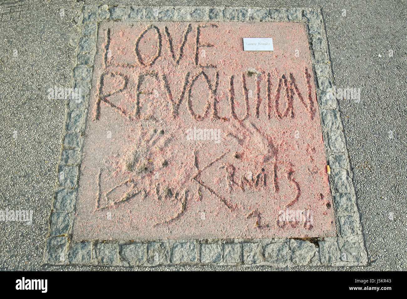 MUNICH, GERMANY - MAY 6, 2017 : A view of Lenny Kravitz handprints and ...