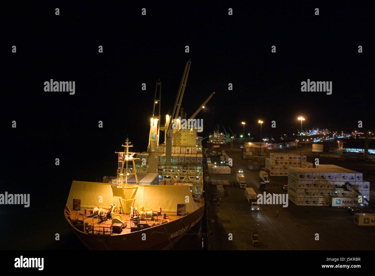 container port at night Stock Photo - Alamy