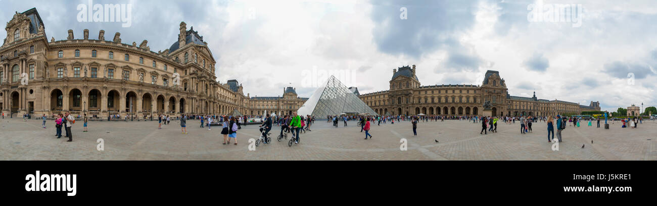 Panorama view of Louvre Museum Pyramide du Louvre Paris Stock Photo - Alamy