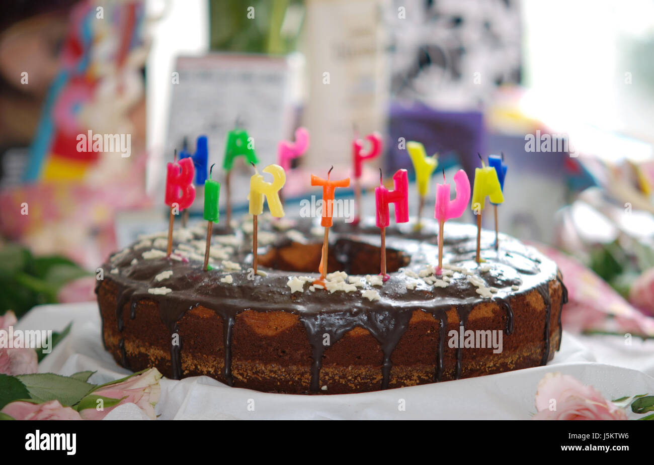 still life party celebration cake pie candles congratulation blown out ...