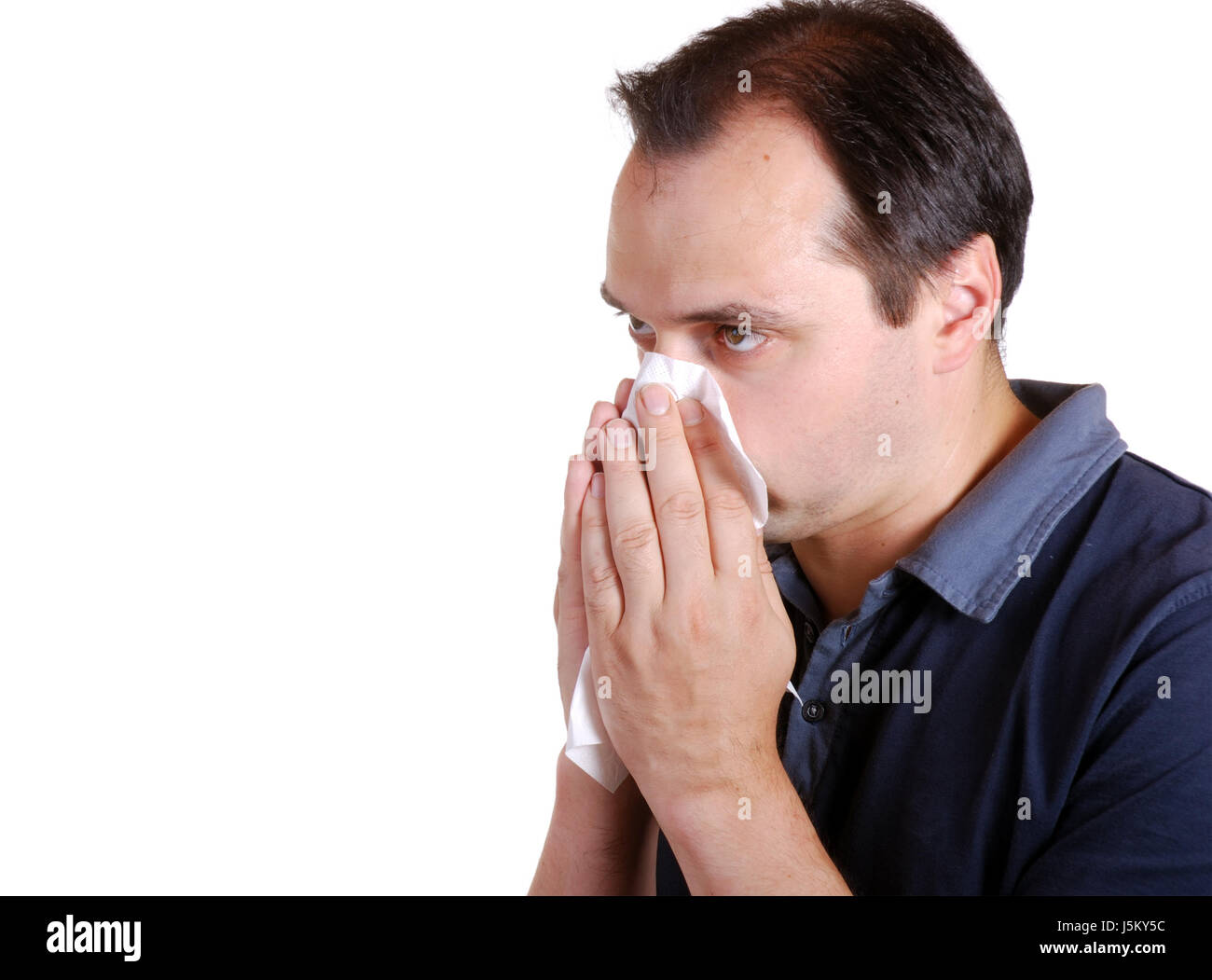 portrait cold catarrh nose hold furbish handkerchief engorges unwell ...