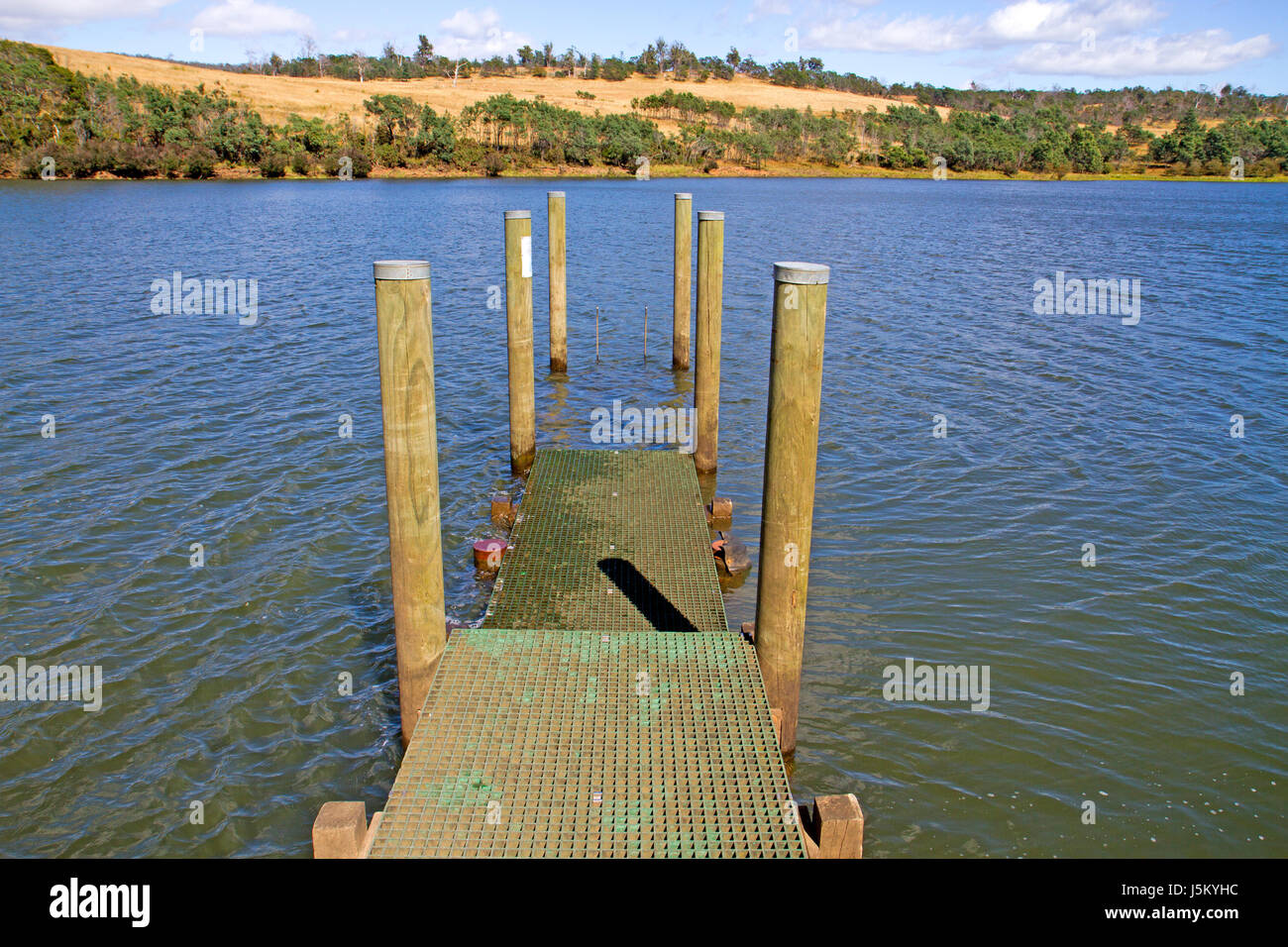 Pier on Lake Trevallyn Stock Photo - Alamy