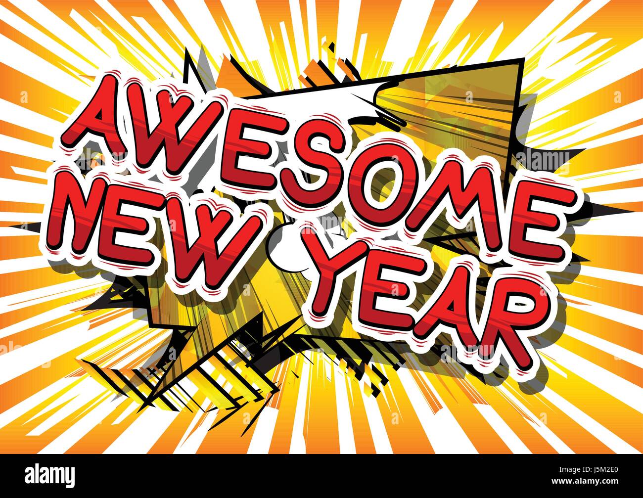 Awesome New Year - Comic book style word on abstract background Stock ...