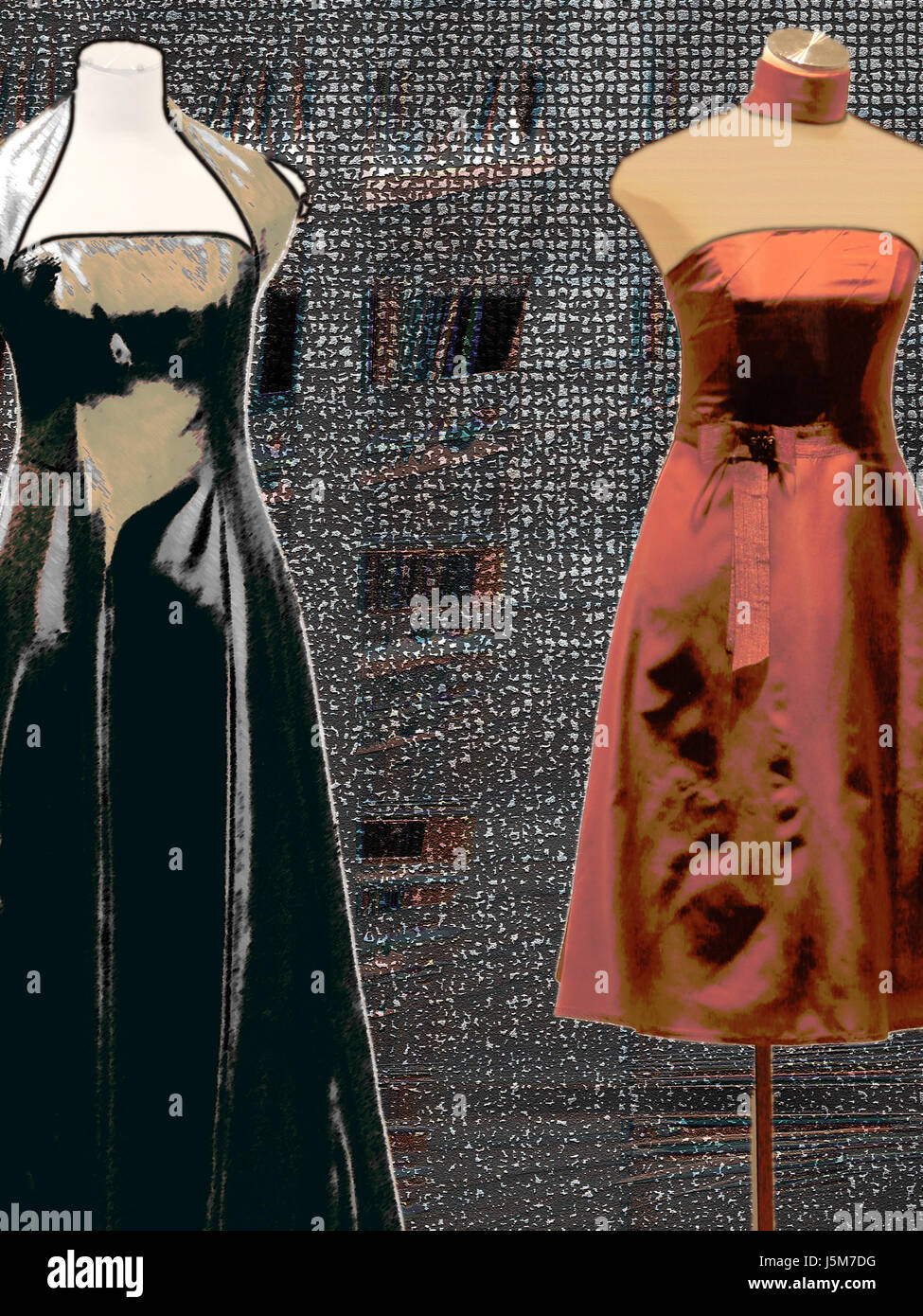 shopping shop window dummy clothes sew tailor to tailor evening dresses ...