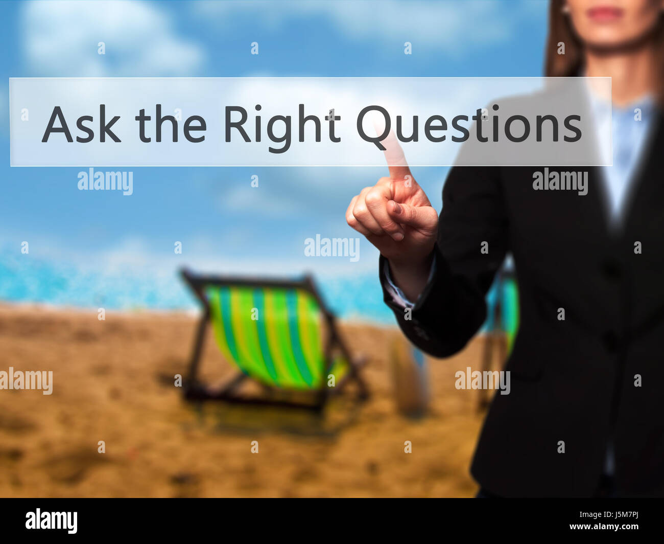 Ask the Right Questions - Isolated female hand touching or pointing to ...