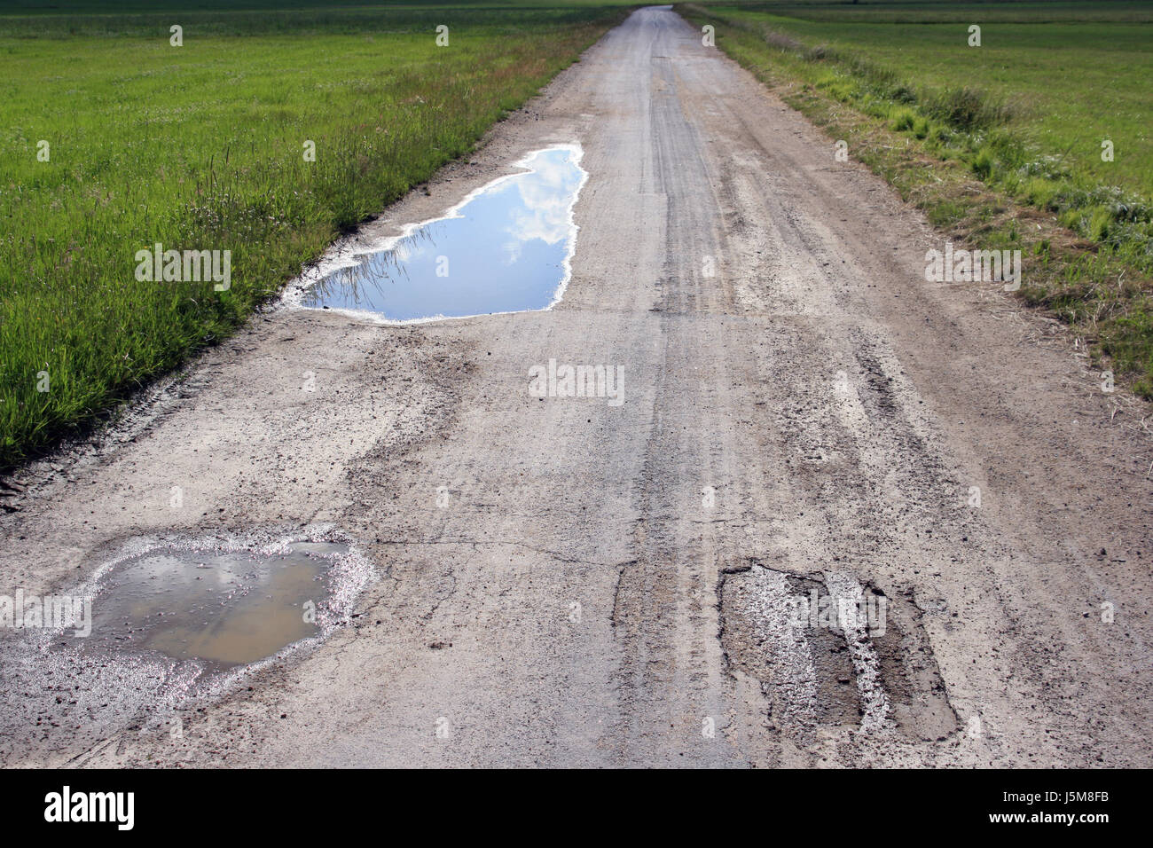 road with puddle Stock Photo - Alamy