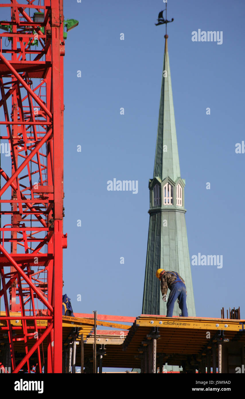 tower new building steel contrast steeple construction industry ...