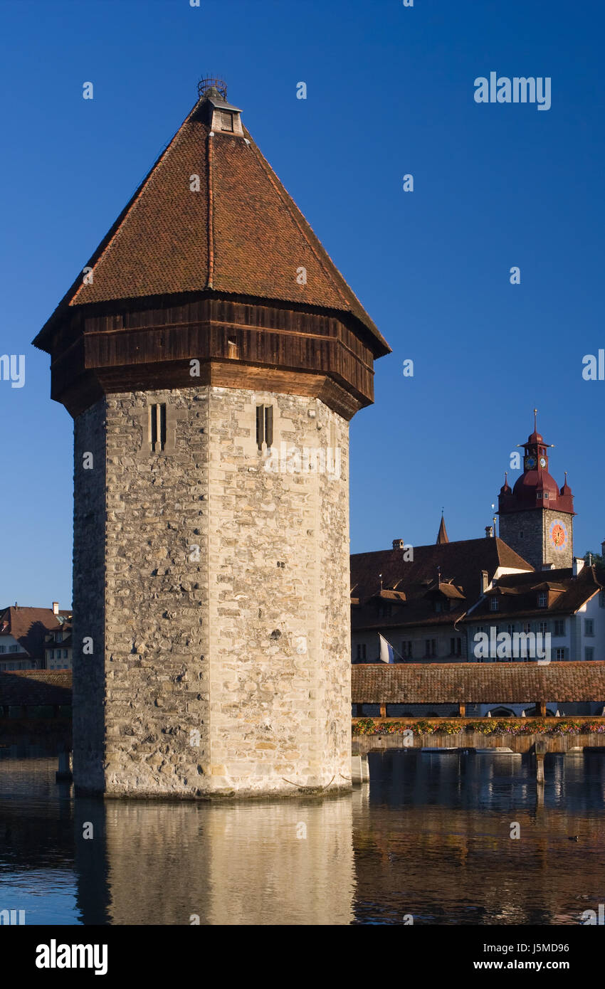 tower switzerland town hall affixed water tower fortification medieval ...