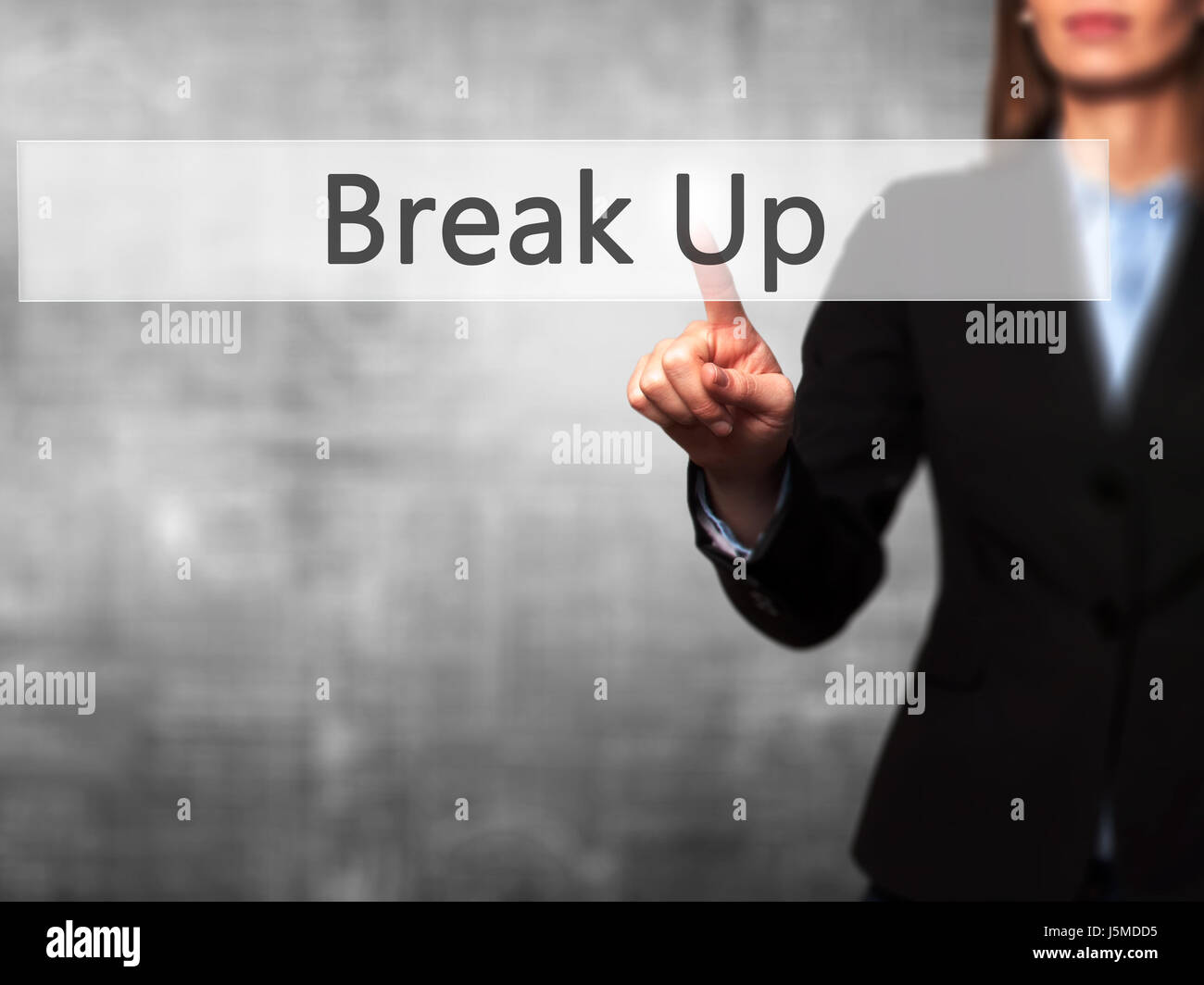 Break Up - Businesswoman pressing modern buttons on a virtual screen ...
