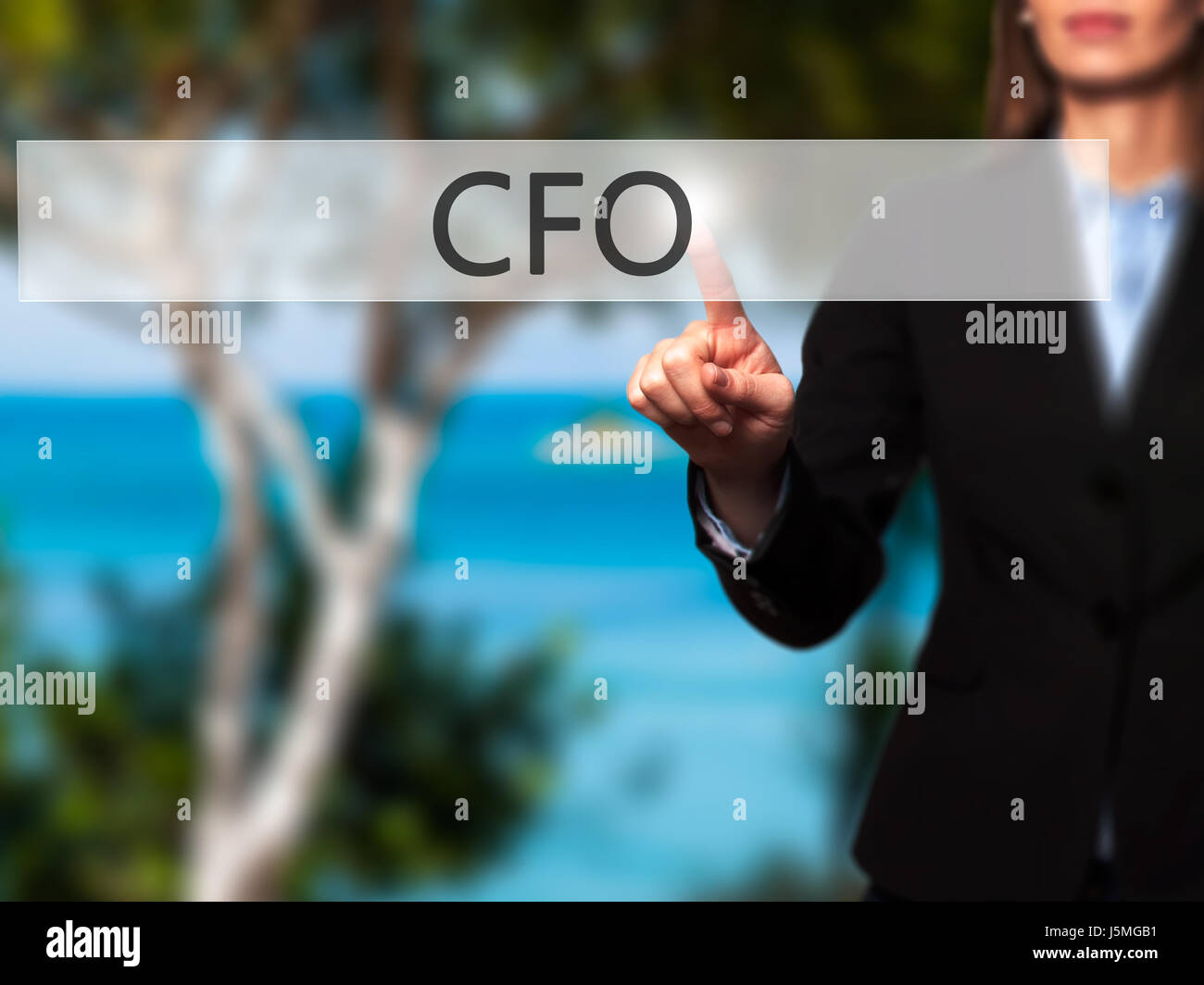 CFO (Chief Financial Officer) - Isolated female hand touching or ...