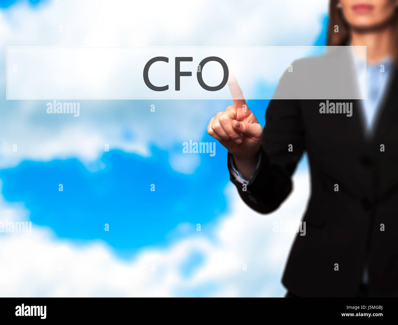 CFO (Chief Financial Officer) - Isolated female hand touching or ...