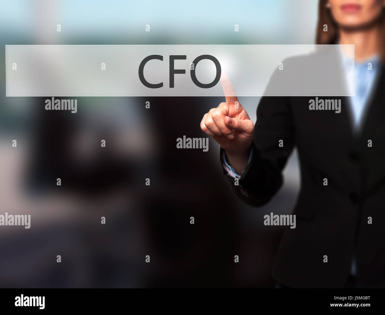 CFO (Chief Financial Officer) - Isolated female hand touching or ...