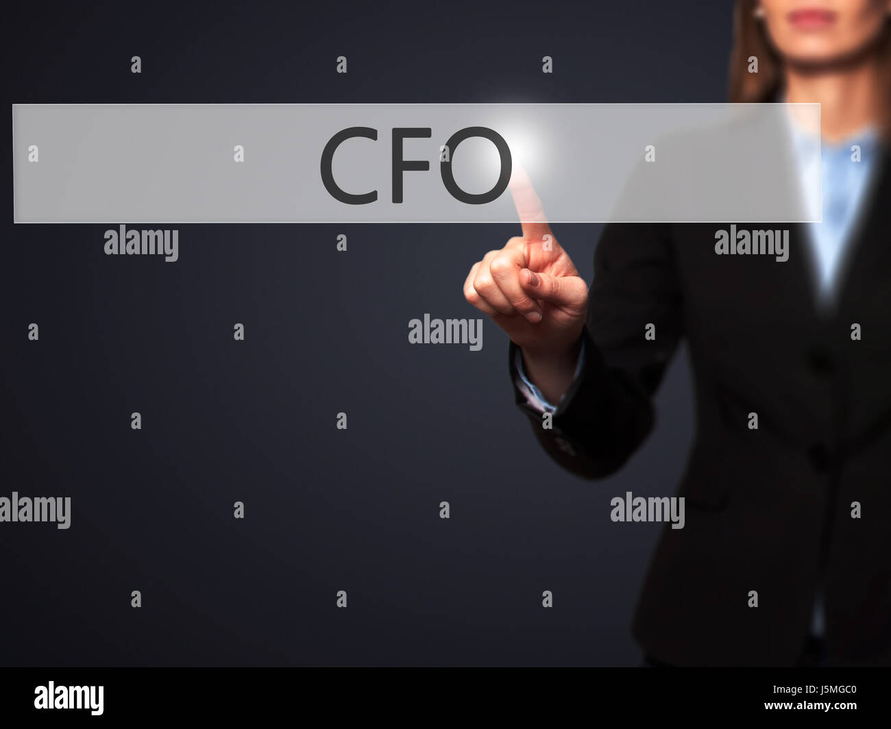 CFO (Chief Financial Officer) - Isolated female hand touching or ...