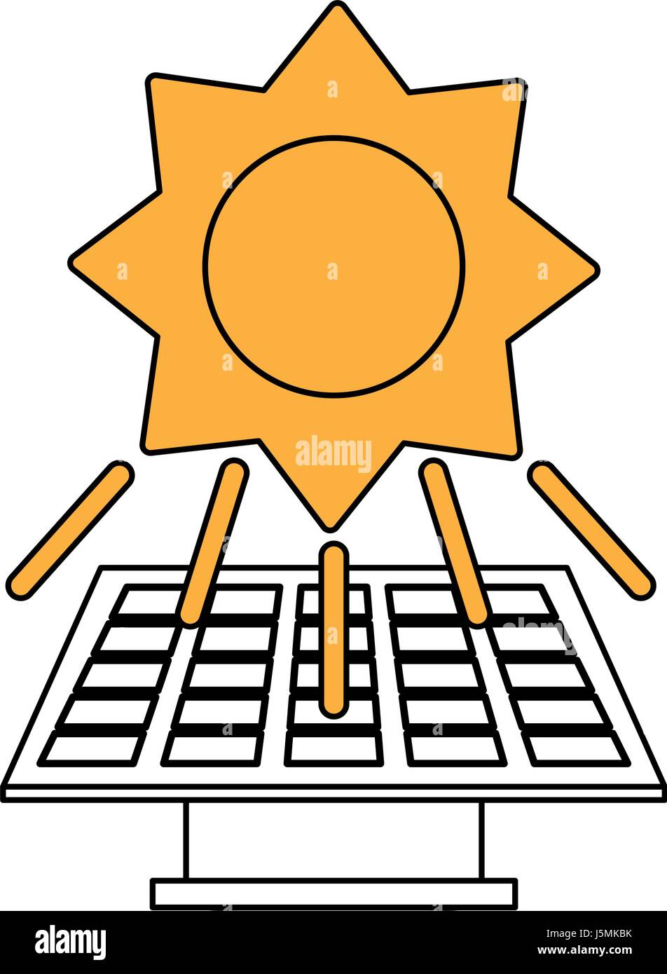 color silhouette image yellow solar energy panel Stock Vector Image ...