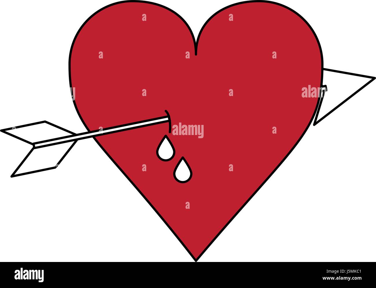 color silhouette image red heart pierced bleeding out by arrow Stock ...